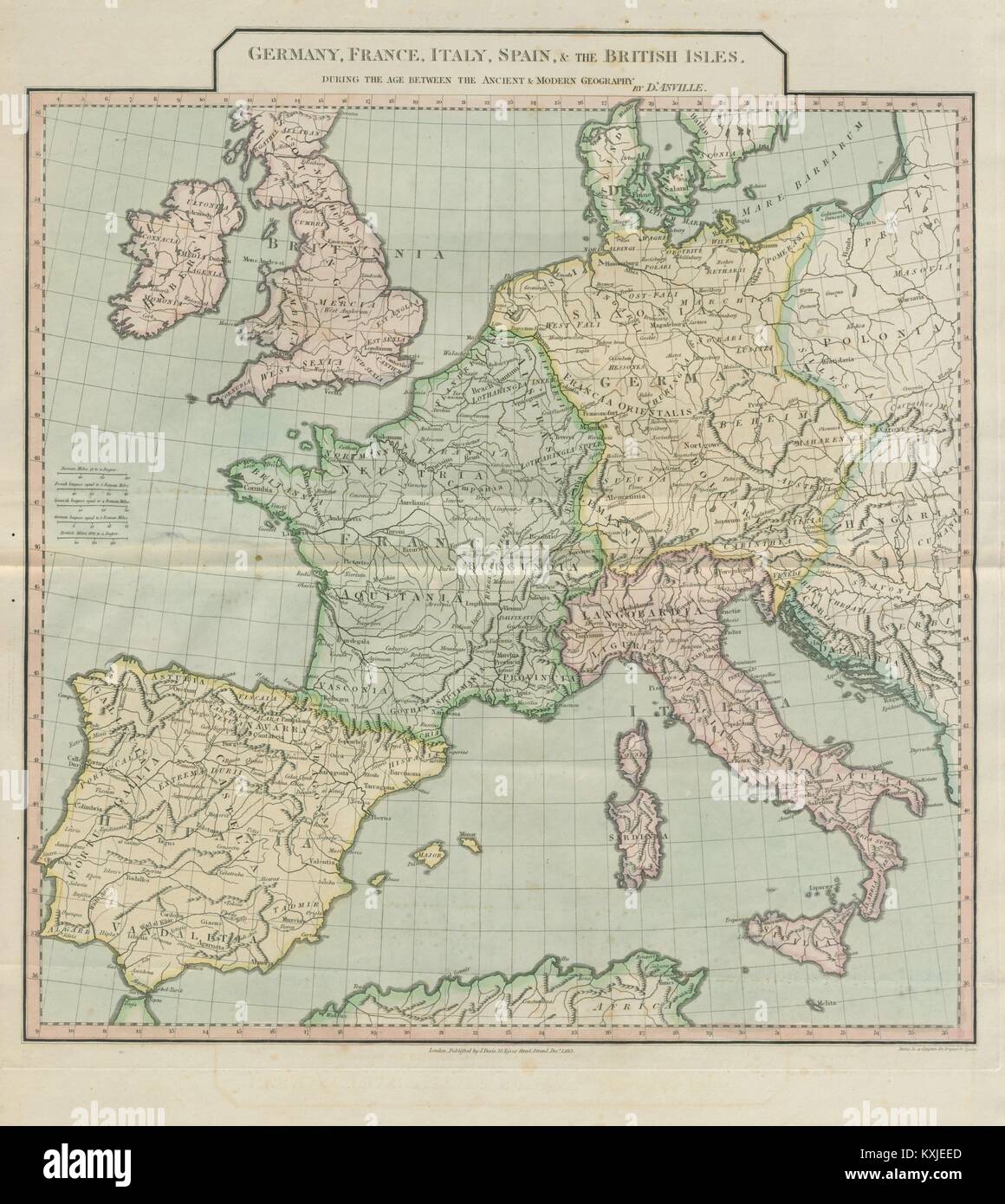 Vintage maps of western europe hi-res stock photography and images - Alamy
