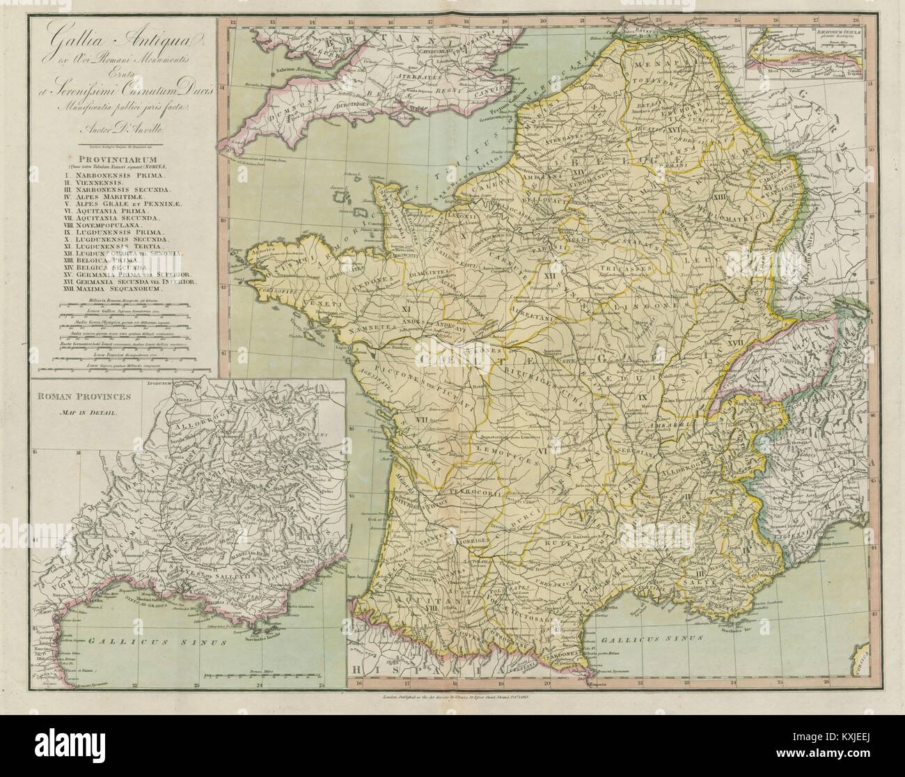 "Gallia Antiqua ex Aevi Romani Monumentis…" Roman Gaul. D'ANVILLE 1815 ...