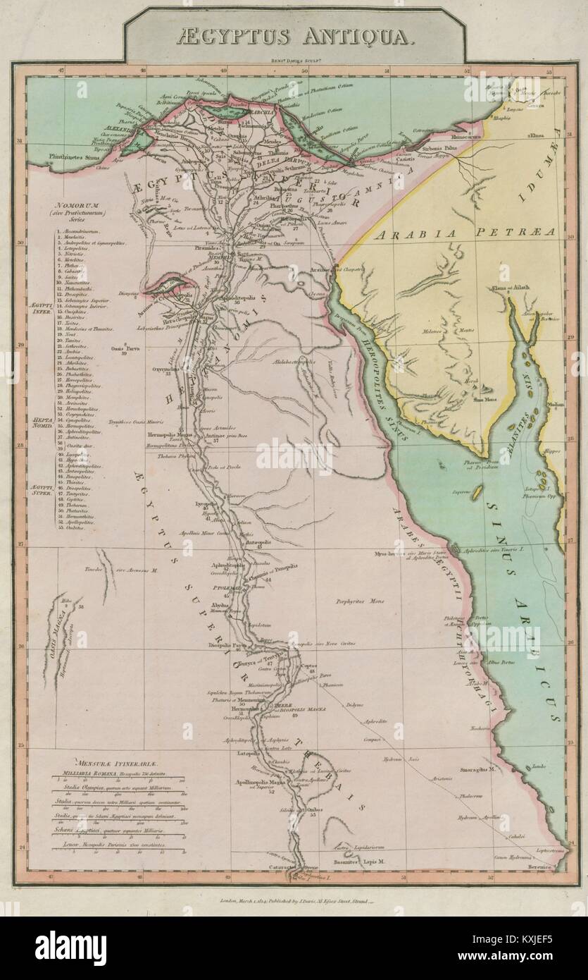 "Aegyptus Antiqua". Ancient Egypt. Nile valley Sinai Red Sea. D'ANVILLE ...