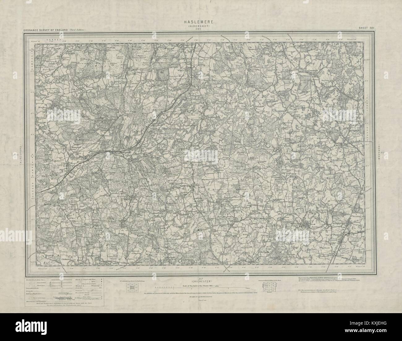 Haslemere, sheet 301. South Downs Surrey. ORDNANCE SURVEY 1903 old ...