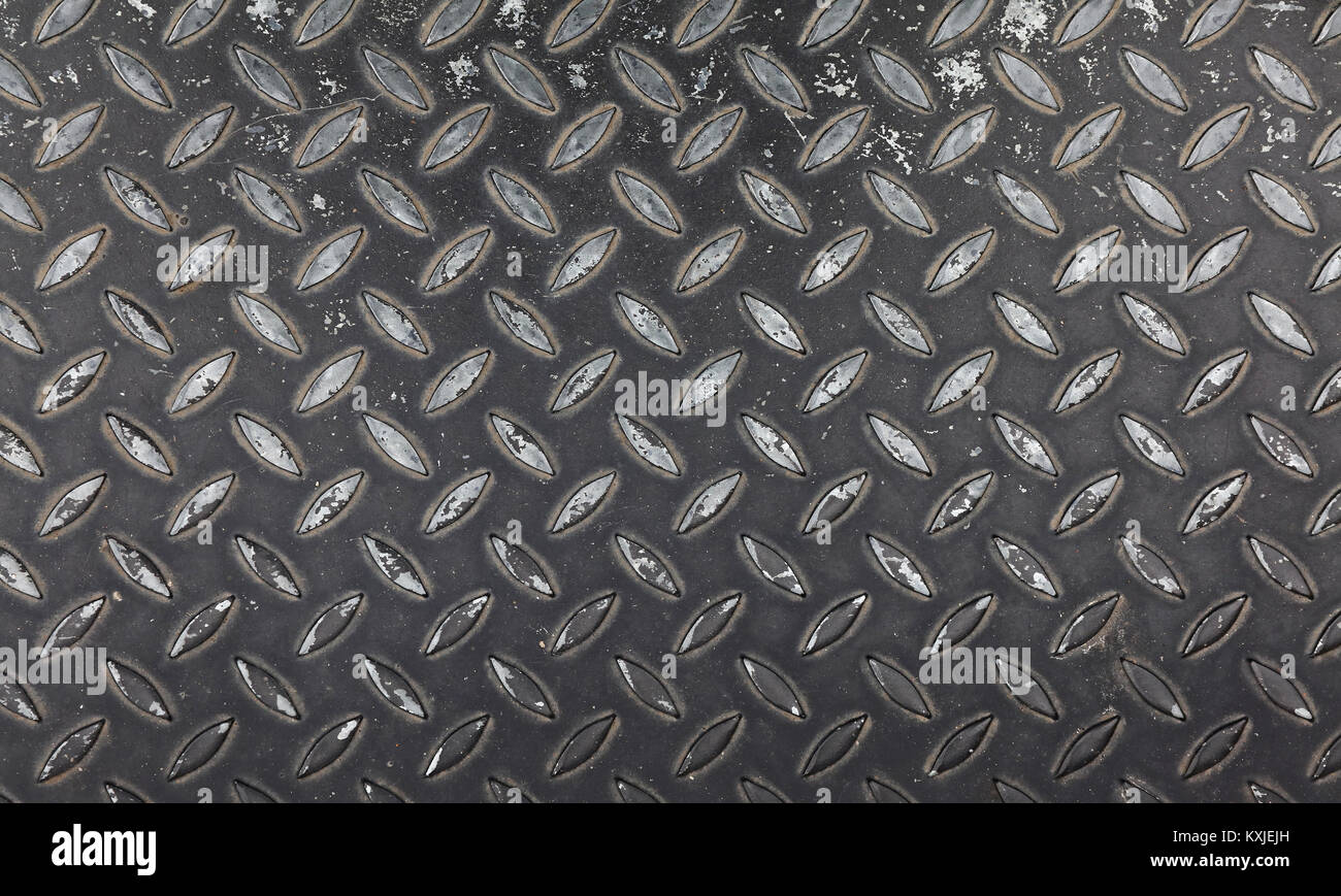 Dark gray industrial anti slip embossed metal steel plate with diagonal ...