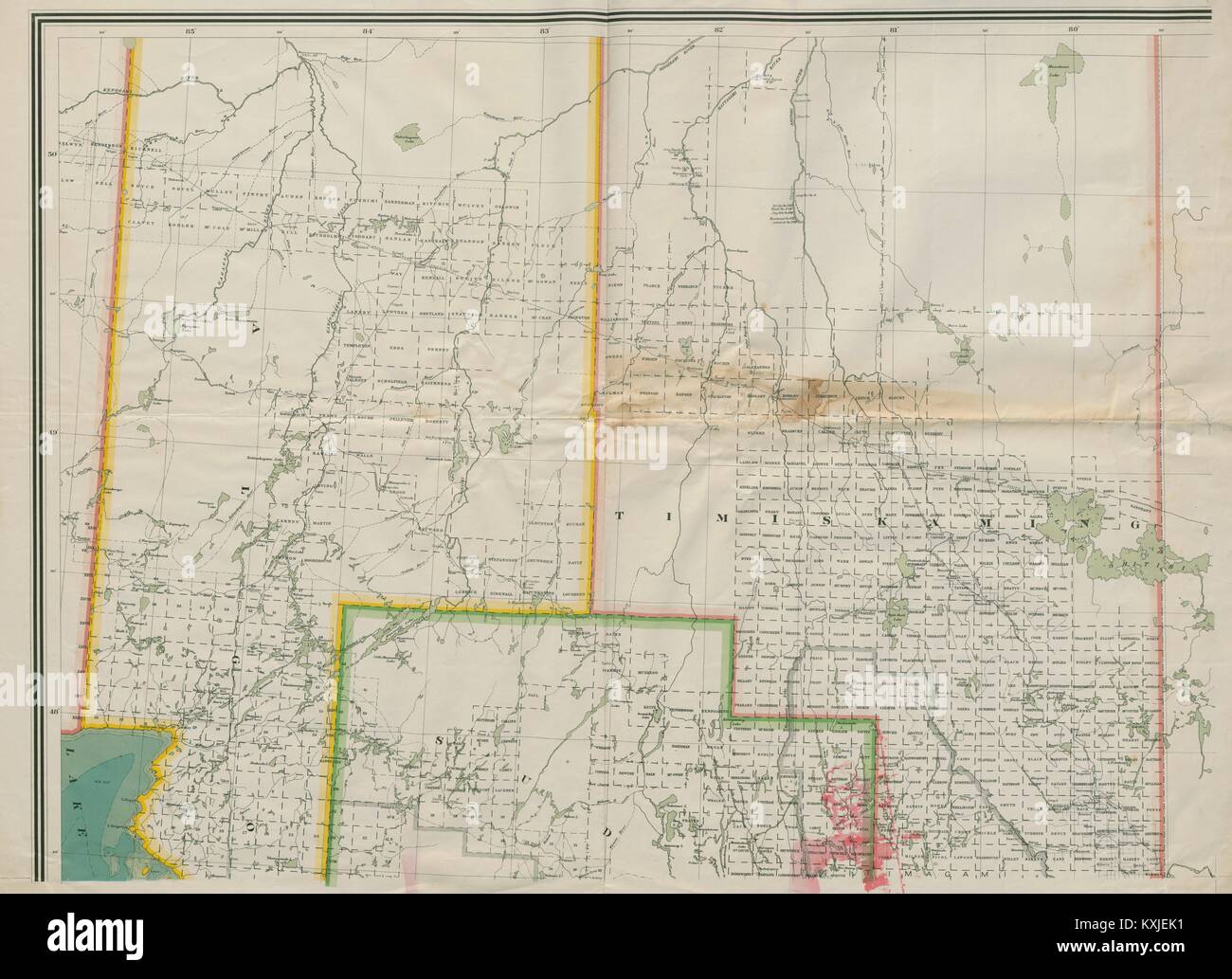 Timinskaming, Algoma & Sudbury districts, Ontario, Canada c1915 old map ...