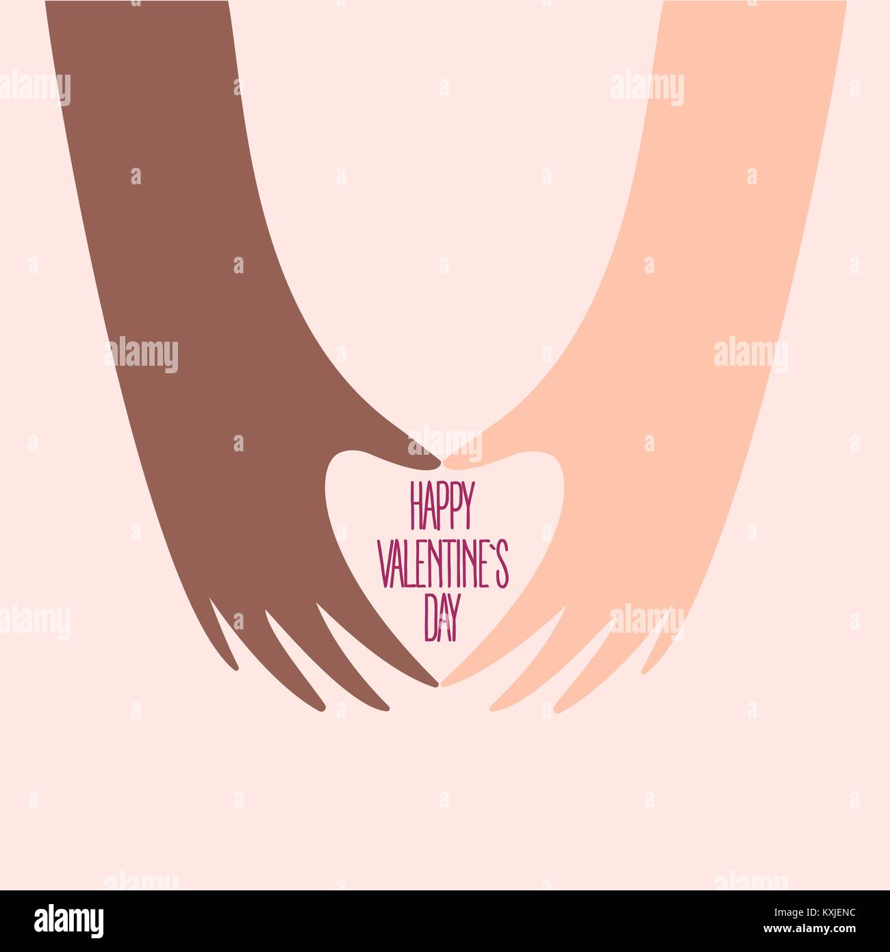African And American Hands Make Heart On Valentine Day Stock Vector