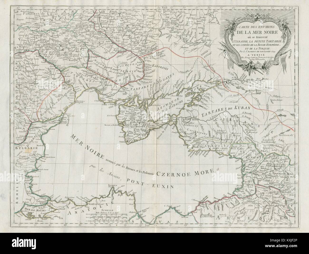 "Carte des environs de la Mer Noire" Black Sea Ukraine SANTINI/VAUGONDY ...