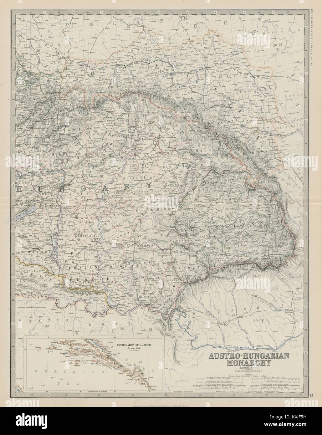 Austro-Hungarian Monarchy (East) Hungary Transylvania 50x60cm. JOHNSTON ...