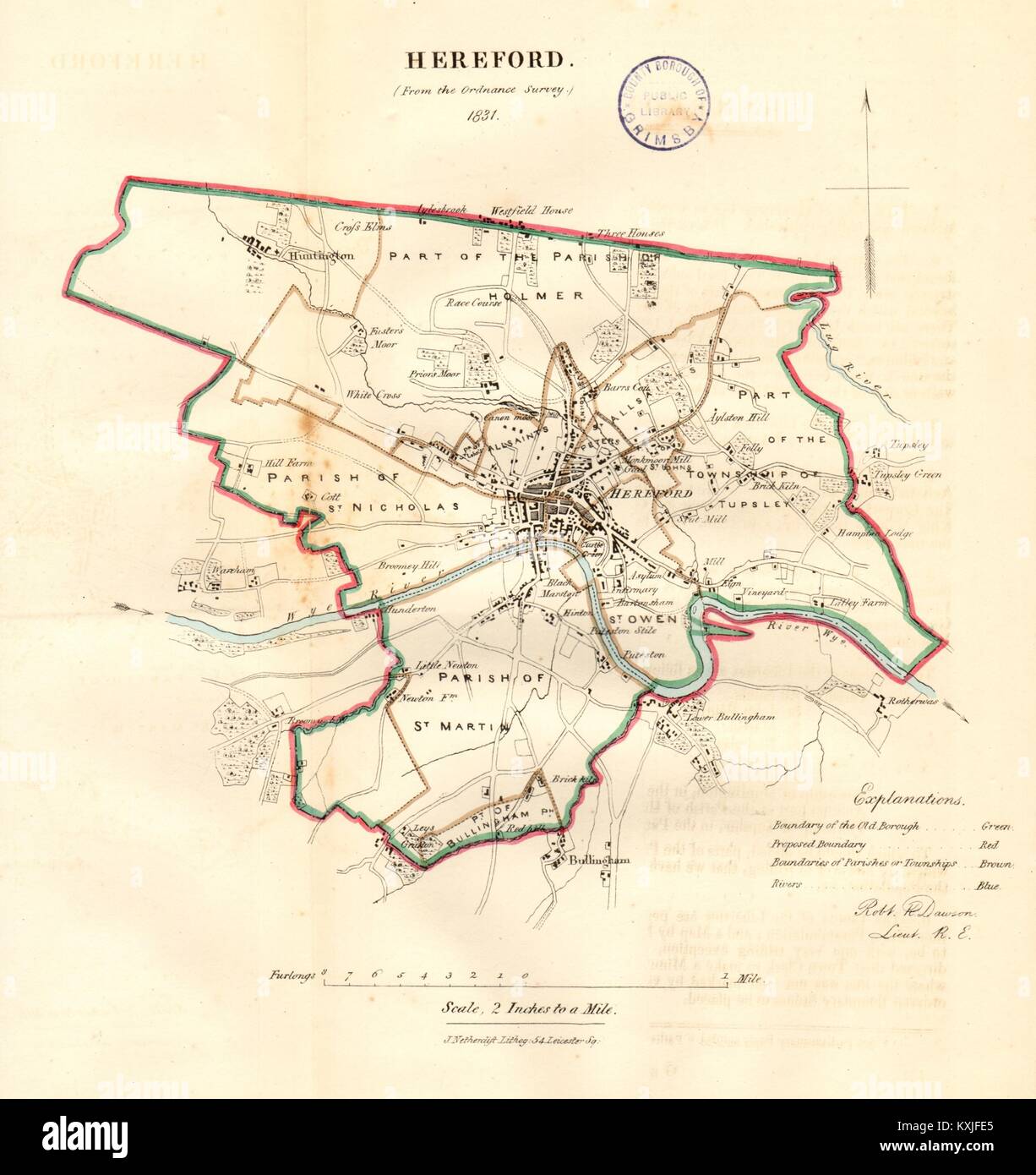 HEREFORD borough/town/city plan. REFORM ACT. Herefordshire. DAWSON 1832 ...