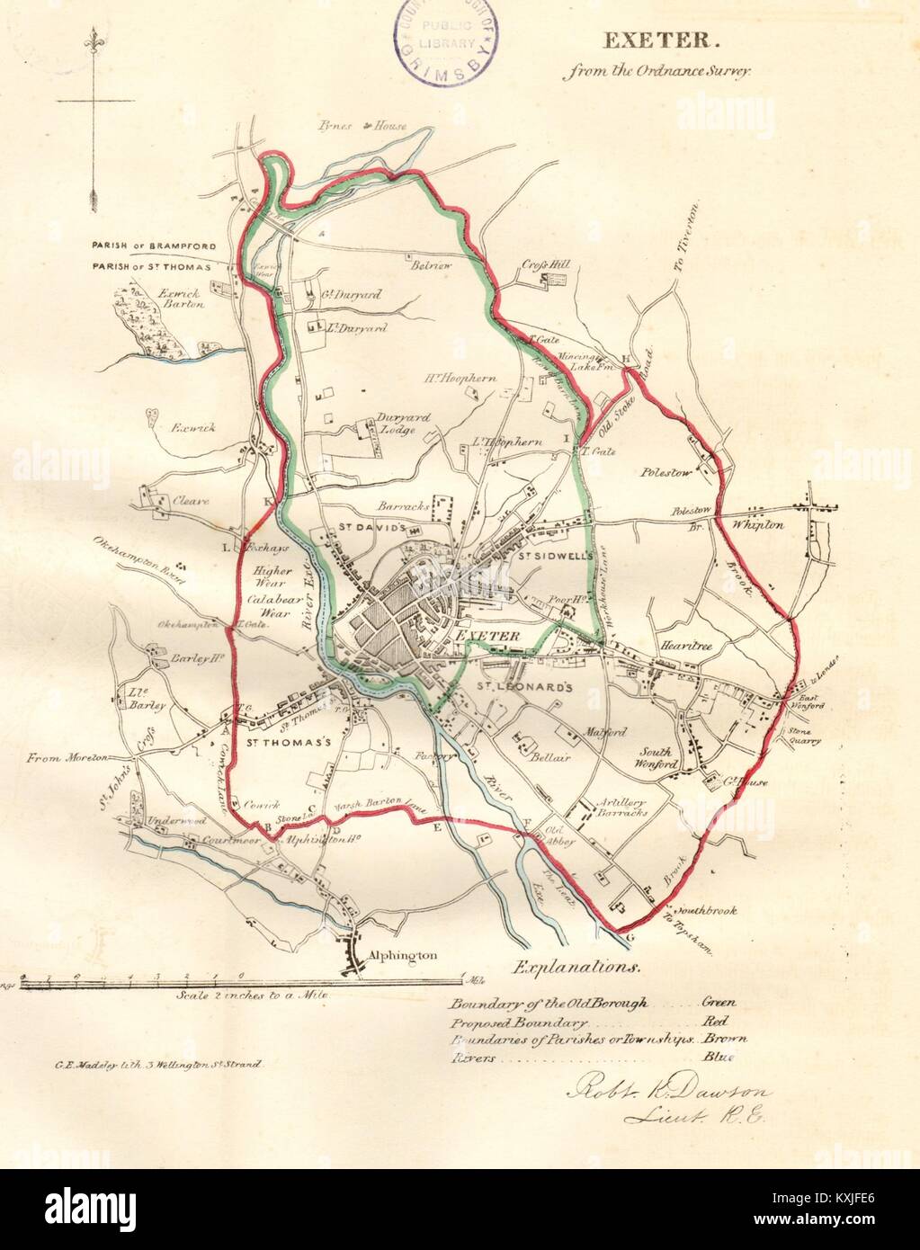 EXETER borough/town/city plan. REFORM ACT. Devon. DAWSON 1832 old ...