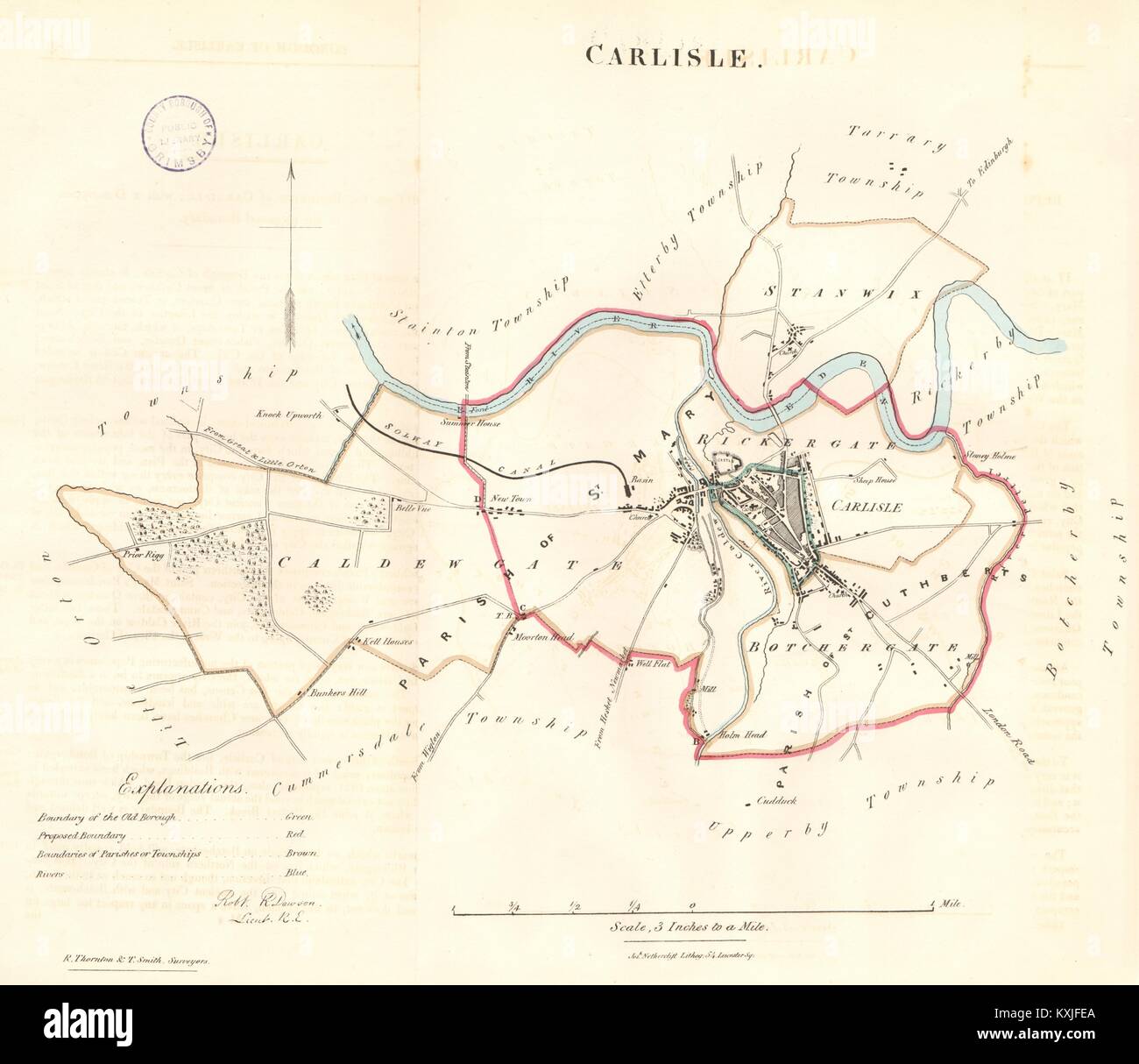 CARLISLE borough/town/city plan. REFORM ACT. Cumbria. DAWSON 1832 old ...