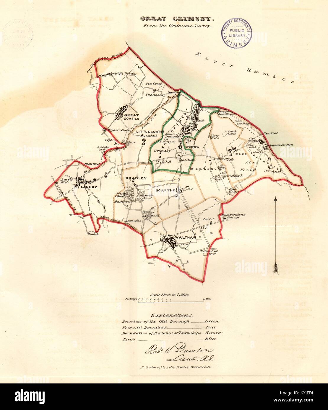 GREAT GRIMSBY town/borough plan. REFORM ACT. Lincolnshire. DAWSON 1832 ...
