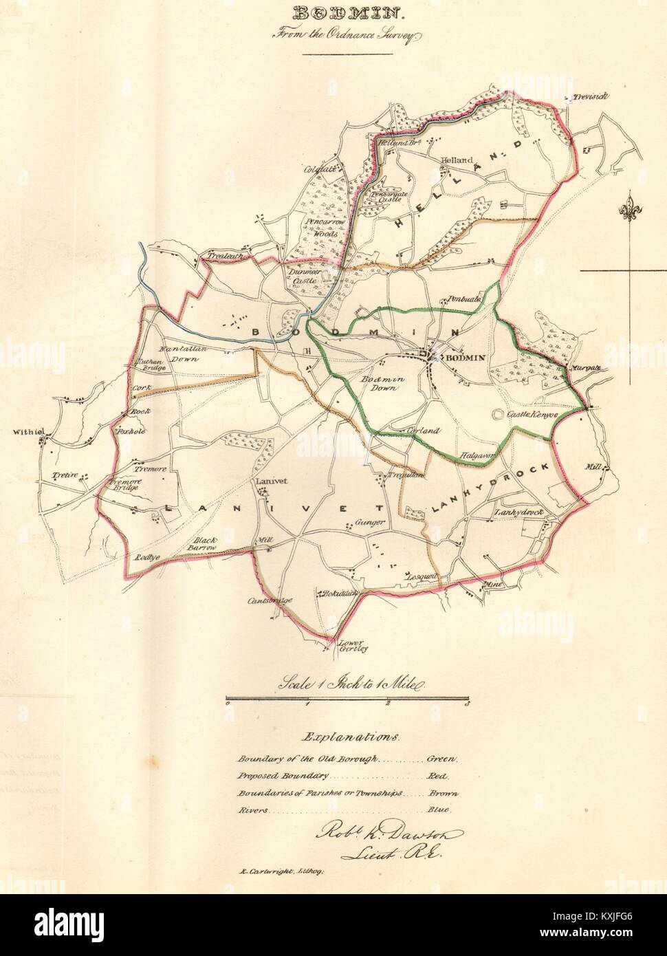 BODMIN borough/town plan. REFORM ACT. Cornwall. DAWSON 1832 old antique ...