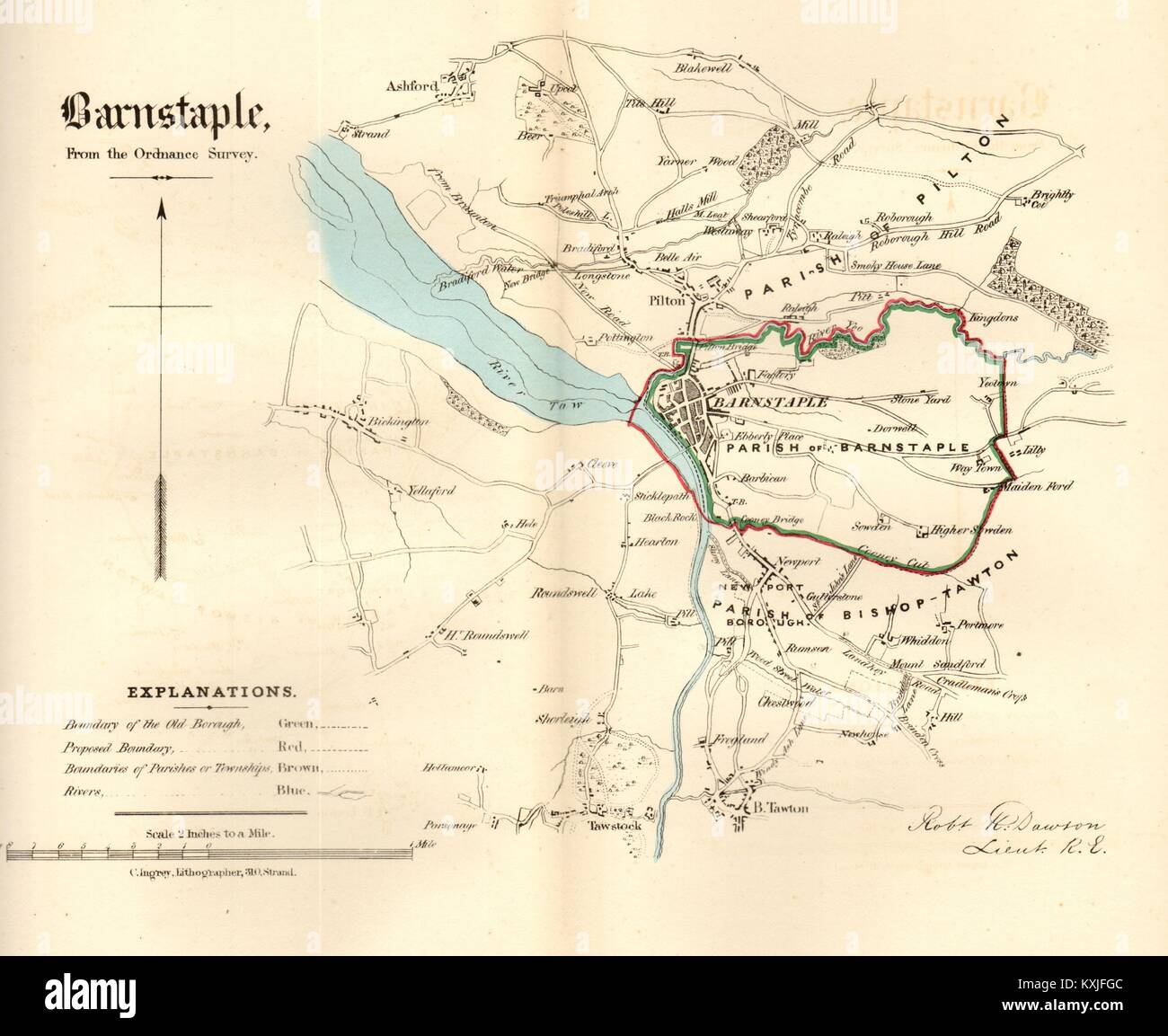 BARNSTAPLE borough/town plan. REFORM ACT. Devon. DAWSON 1832 old ...