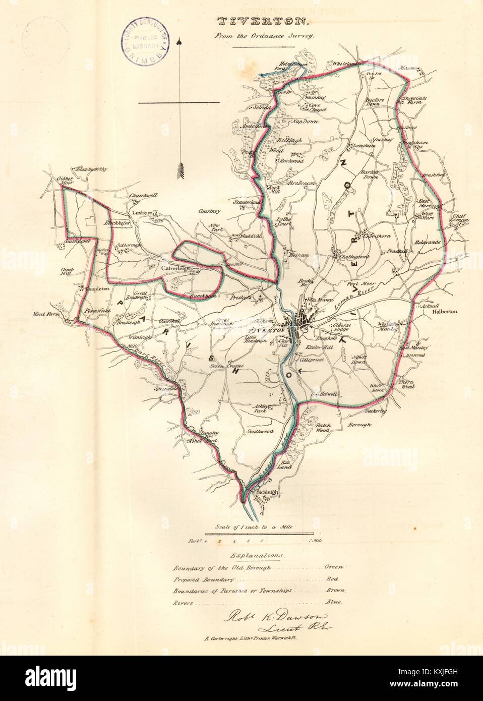 TIVERTON borough/town plan. REFORM ACT. Devon. DAWSON 1832 old antique ...
