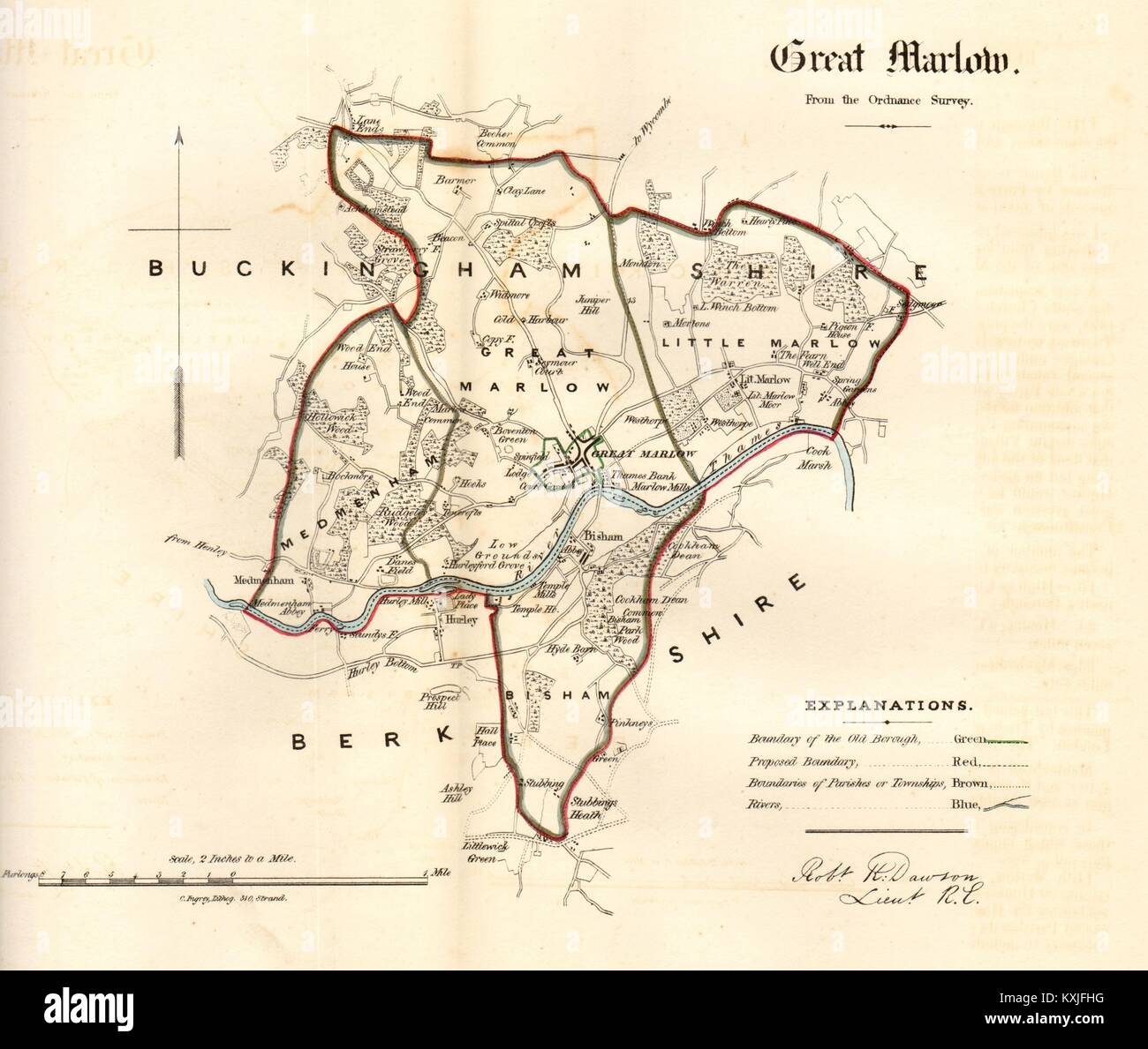 GREAT MARLOW borough/town plan. REFORM ACT. Buckinghamshire. DAWSON ...