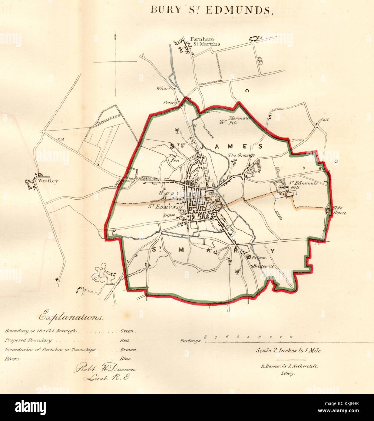 BURY ST EDMUNDS borough/town plan. REFORM ACT. Suffolk. DAWSON 1832 old ...