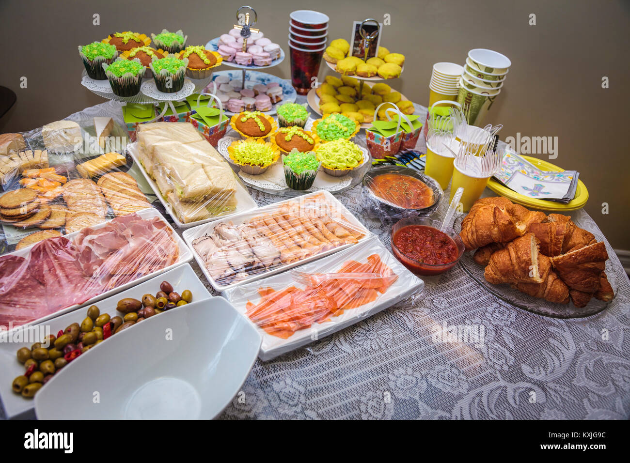 Food snacks display Stock Photo - Alamy