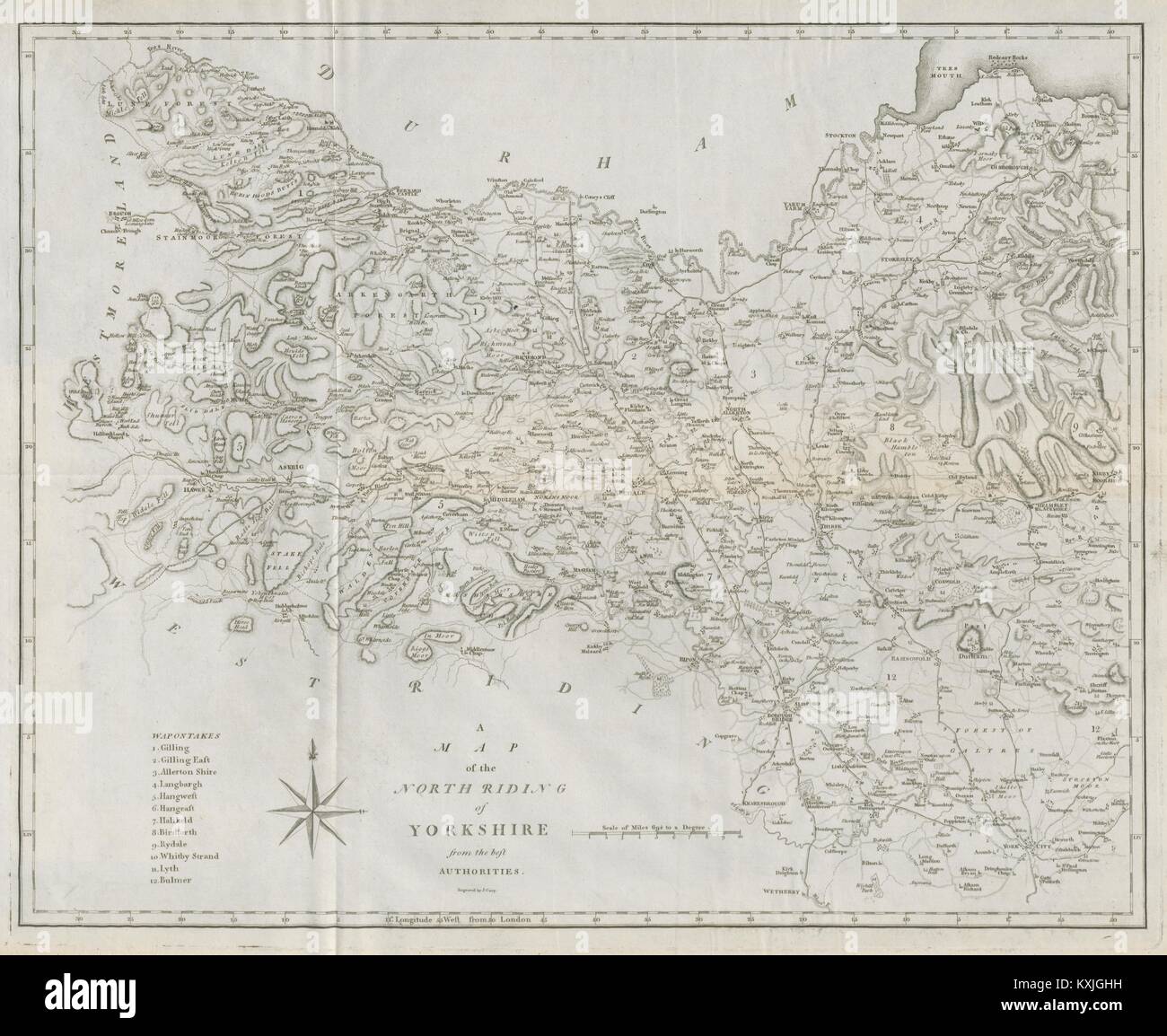 "A map of the North Riding of Yorkshire" by John Cary. County map 1789 ...
