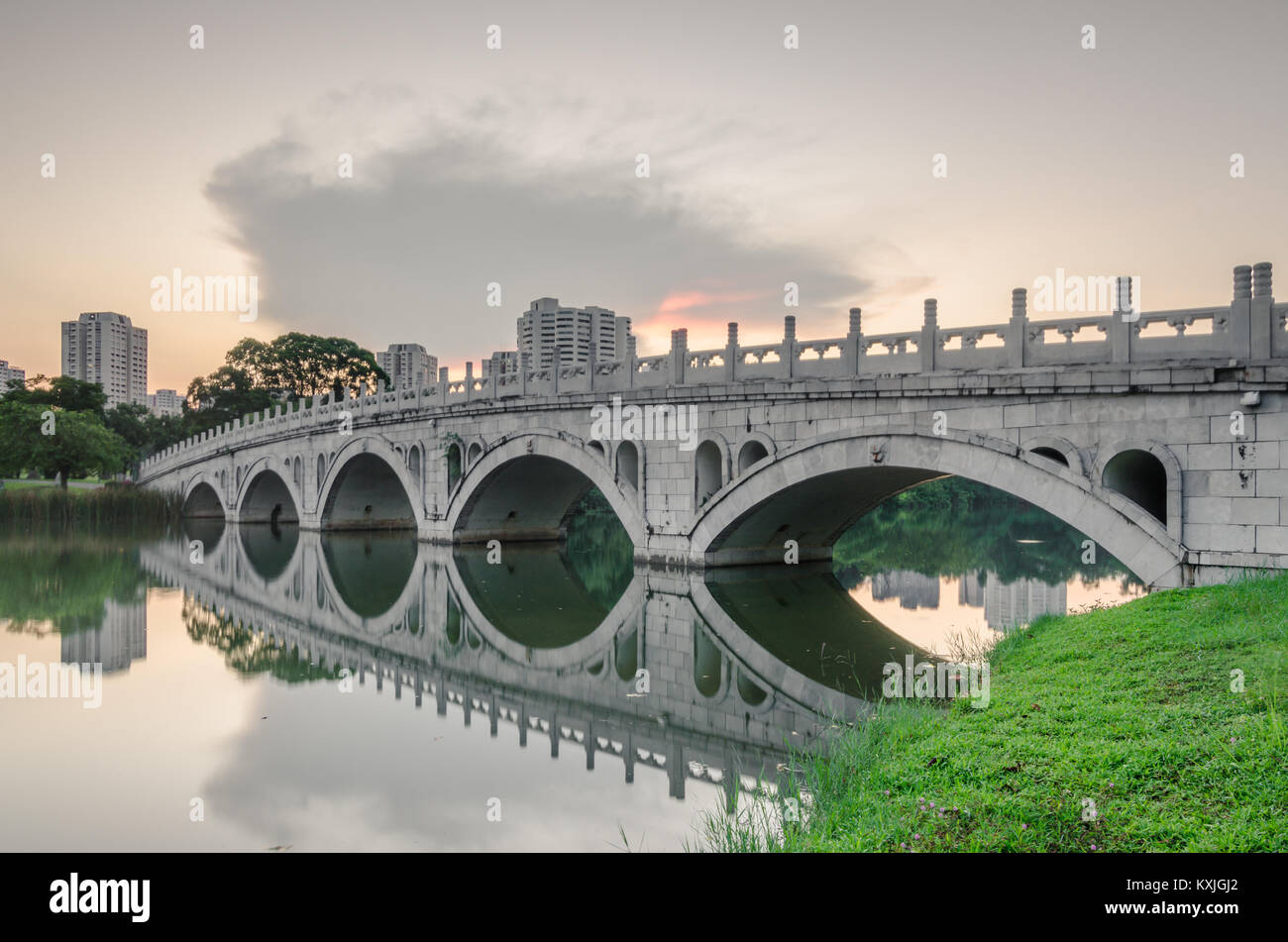 The bridge connecting the Chinese Garden and Japanese Garden islands ...