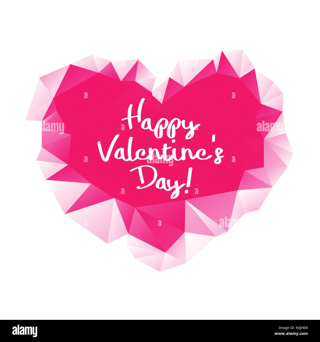 Red Abstract Triangle Geometrical Heart on white background. Happy ...