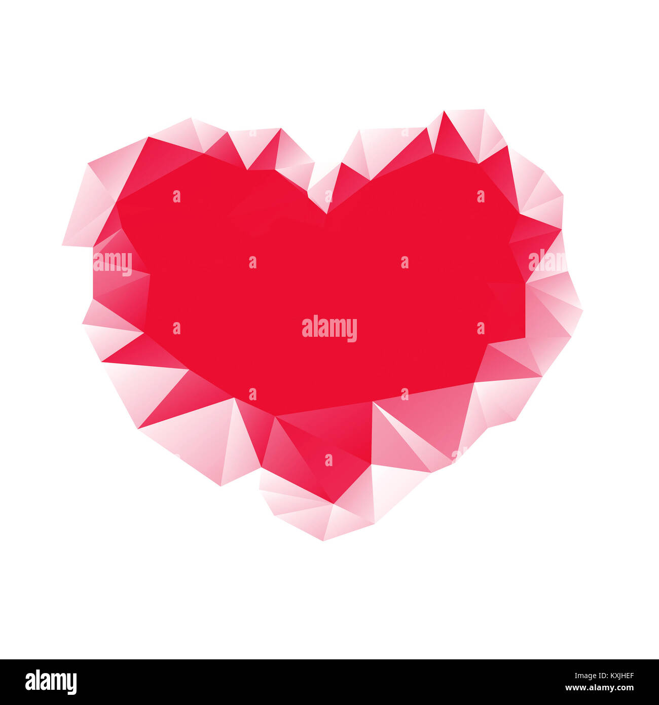 Red Abstract Triangle Geometrical Heart on white background. Happy ...