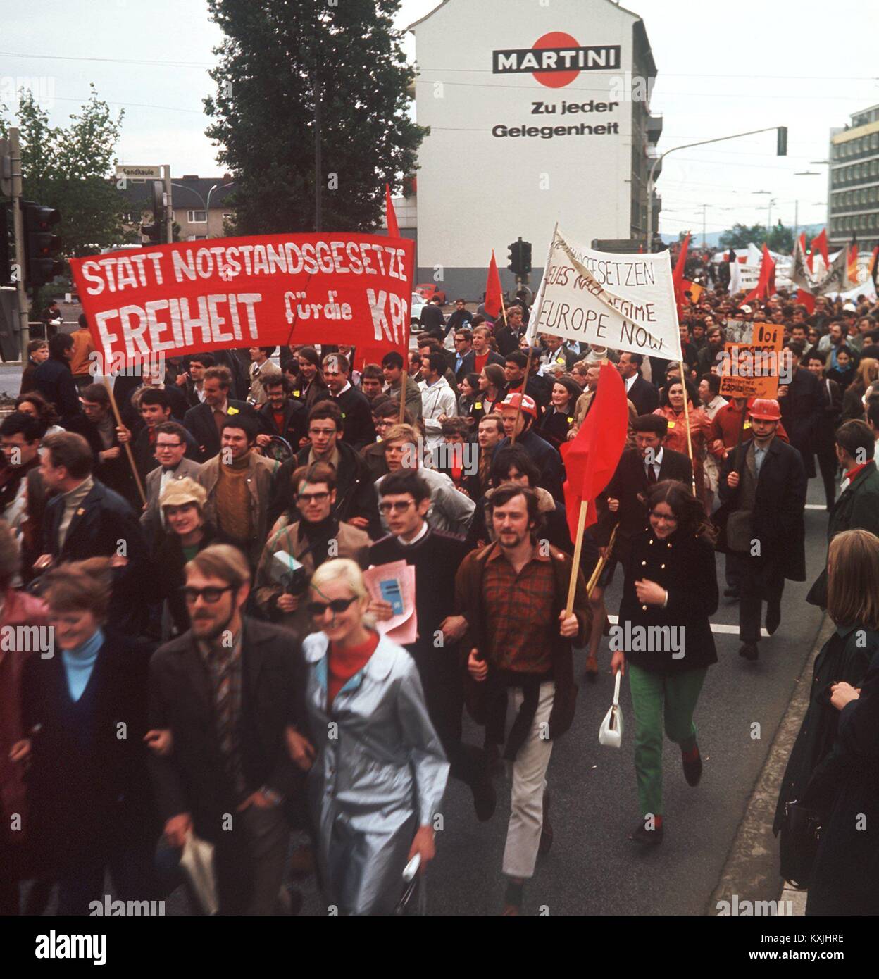 Students protest against German Emergency Acts in May 1968 in Bonn ...