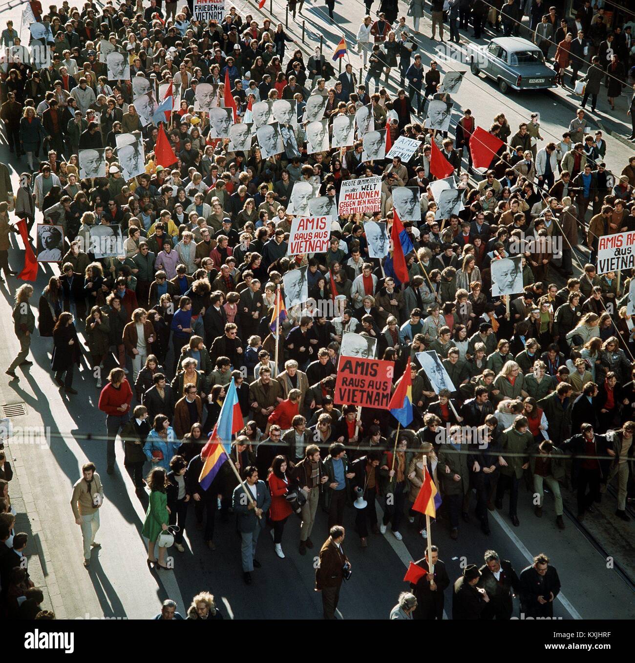 Demonstrators protest against Vietnam War in Stuttgart on the 15th of ...