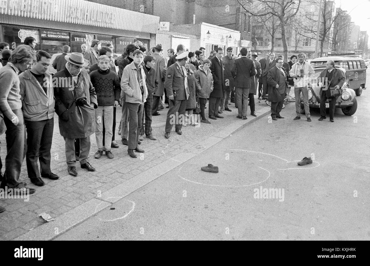 The shoes of Rudi Dutschke at the scene. Rudi Dutschke - spokesperson ...