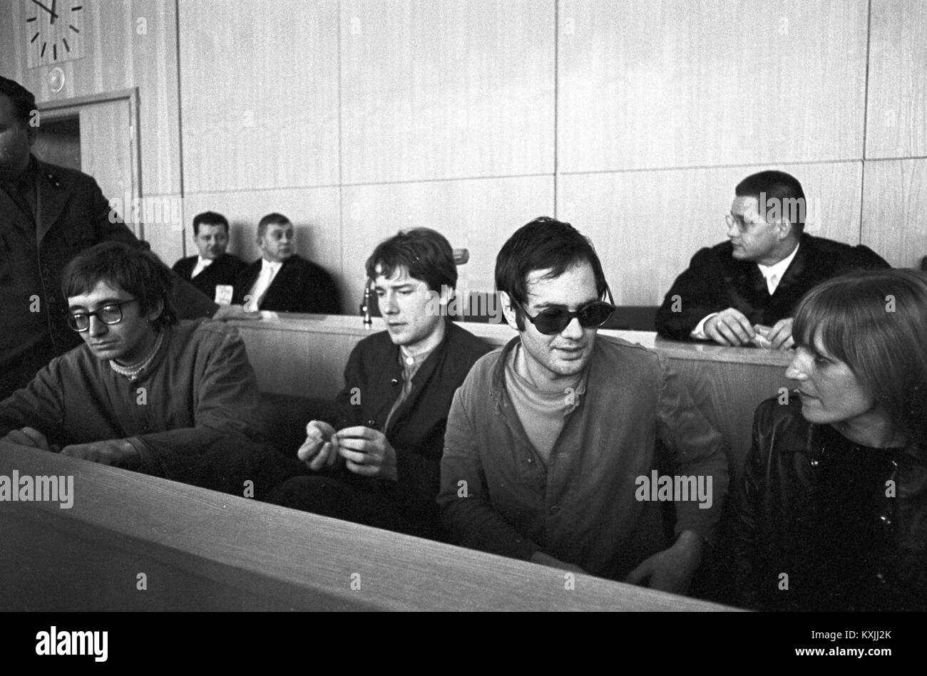 The defendants (l-r) Thorwald Proll, Horst Söhnlein, Andreas Baader and ...