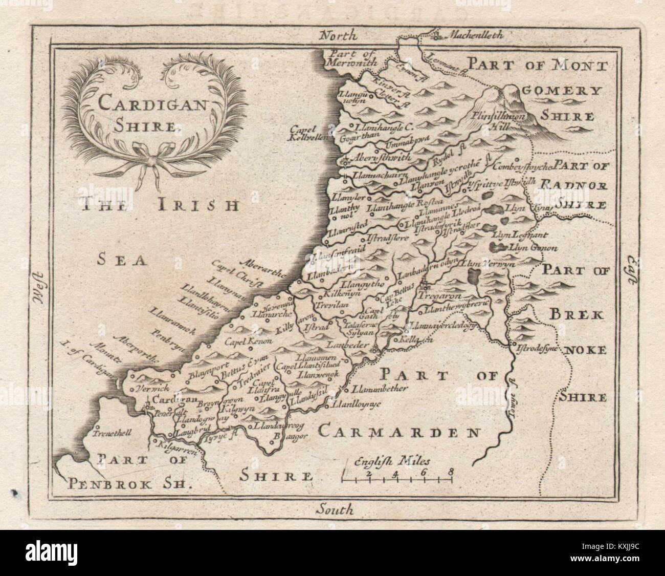 Antique county map of Cardiganshire by John Seller / Francis Grose ...