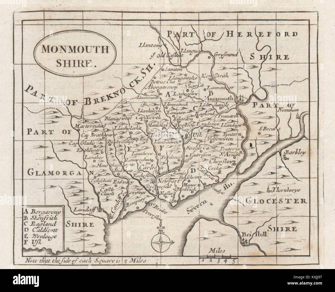 Antique county map of Monmouthshire by John Seller / Francis Grose ...
