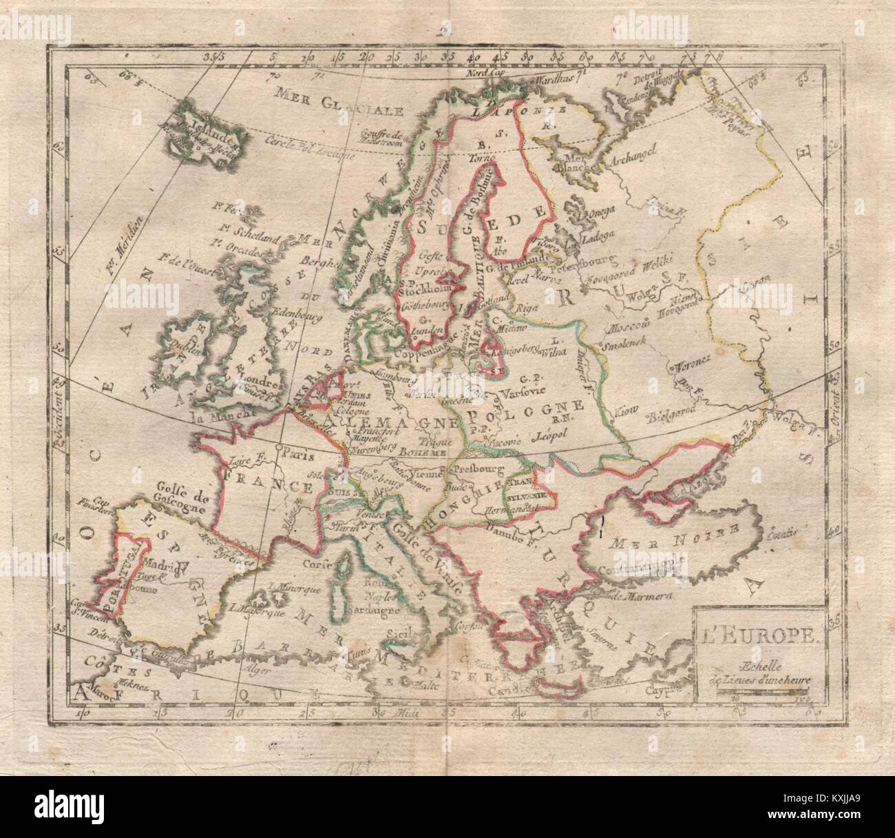 "L'Europe" by BRION DE LA TOUR. Crimean Khanate Poland-Lithuania 1777 ...
