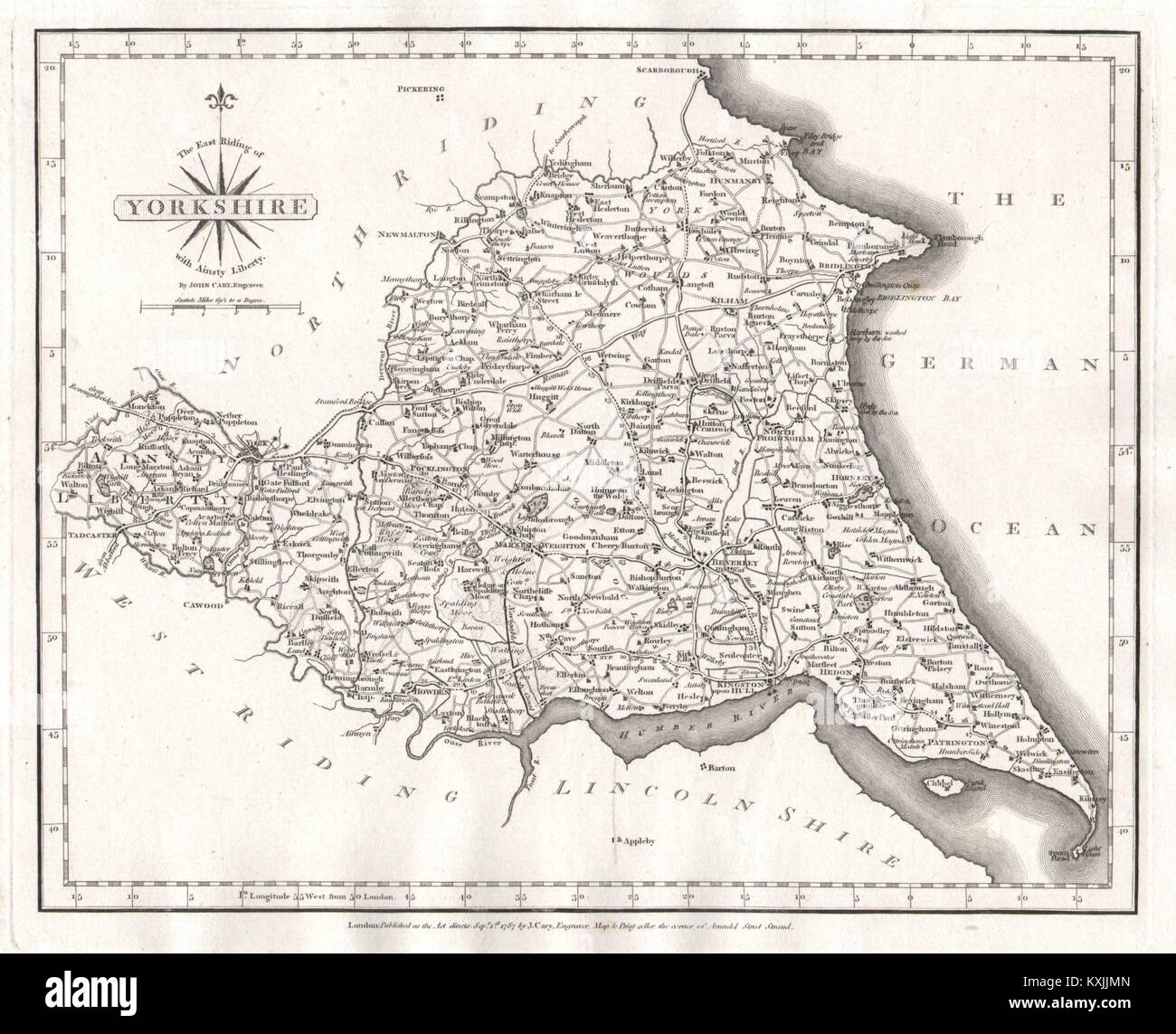 EAST RIDING OF YORKSHIRE with Ainsty Liberty antique map by JOHN CARY ...