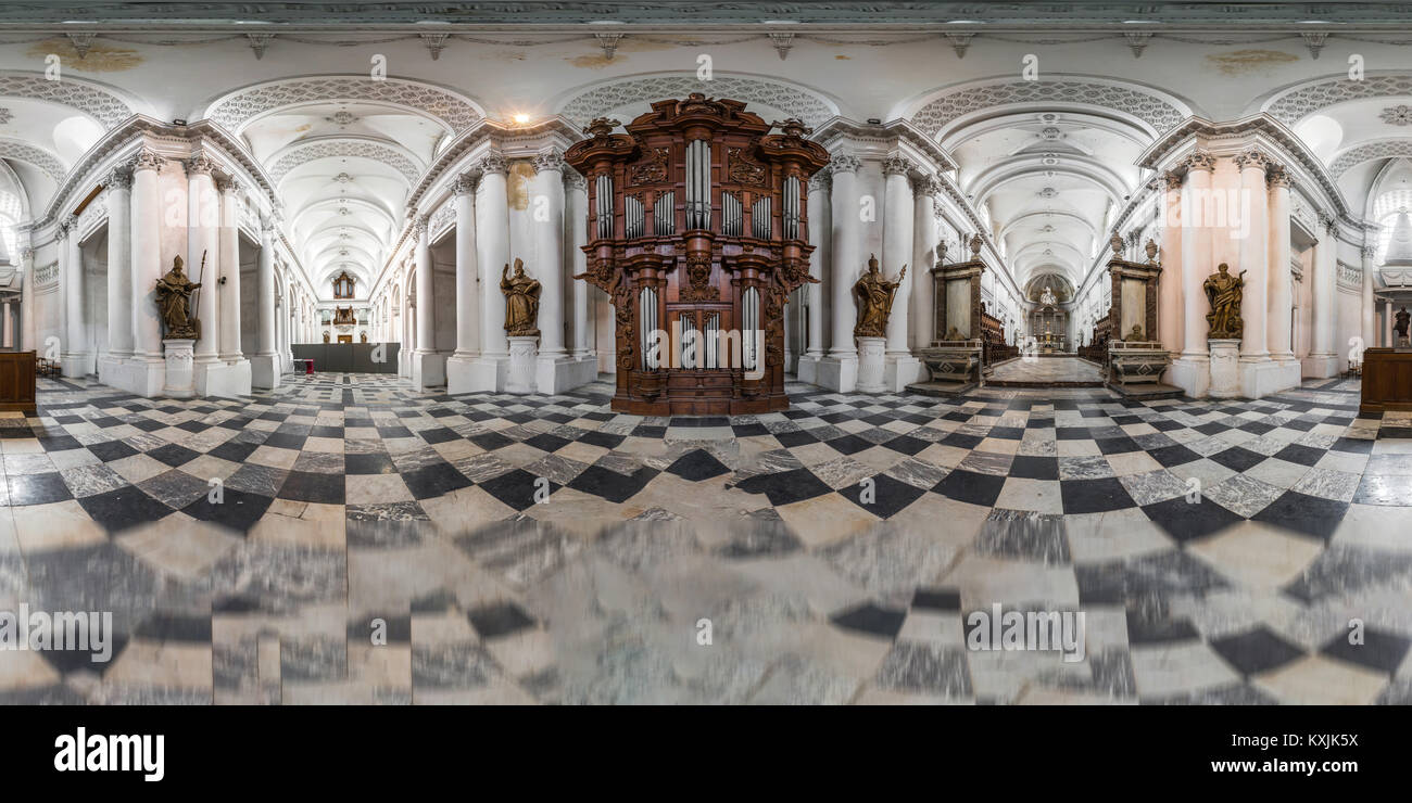 Abbey Floreffe in Belgium 360-degree panoramic interior view, old and ...