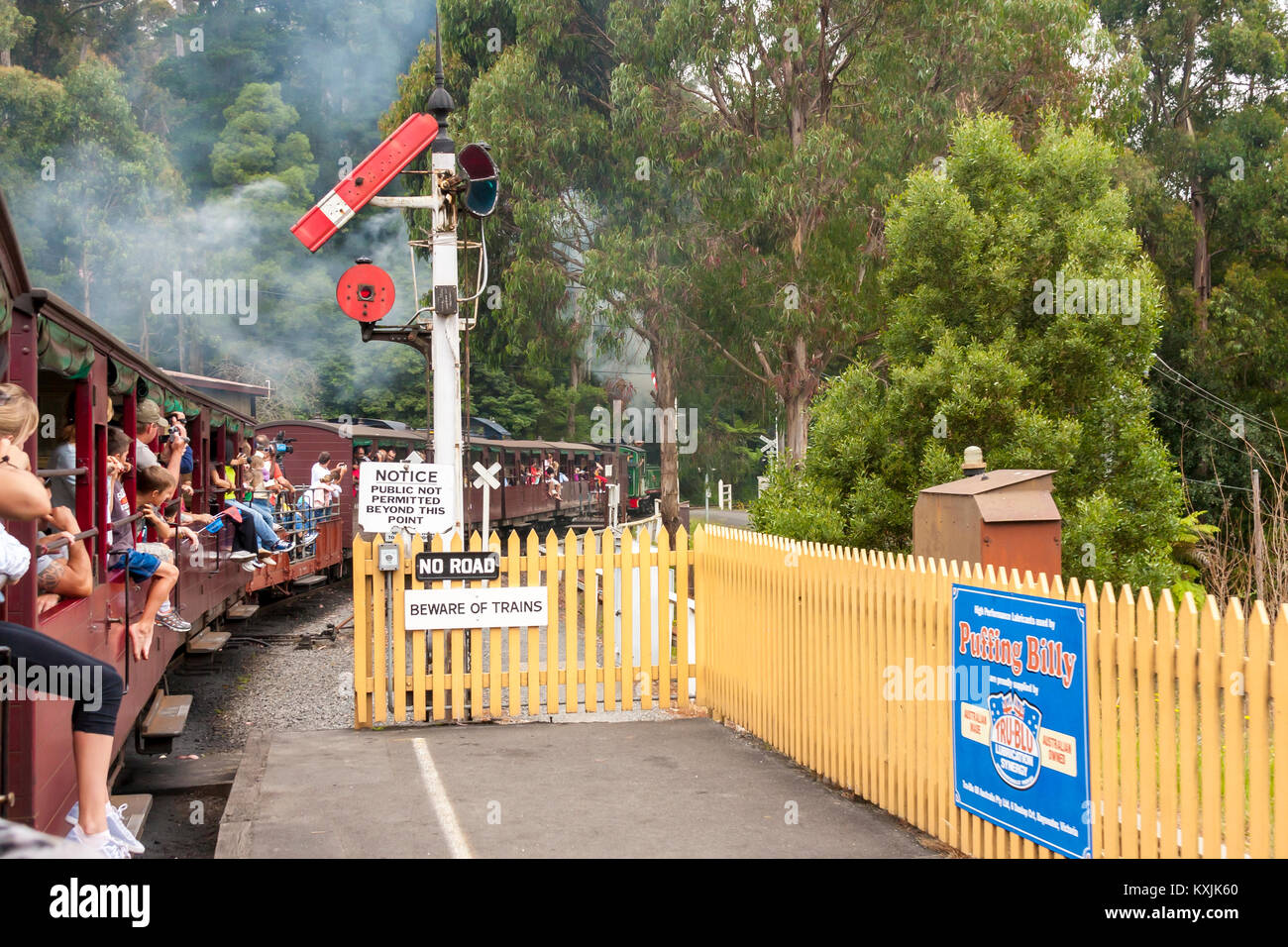 Puffing Billy is historical narrow railway in the Dandenong Ranges near ...