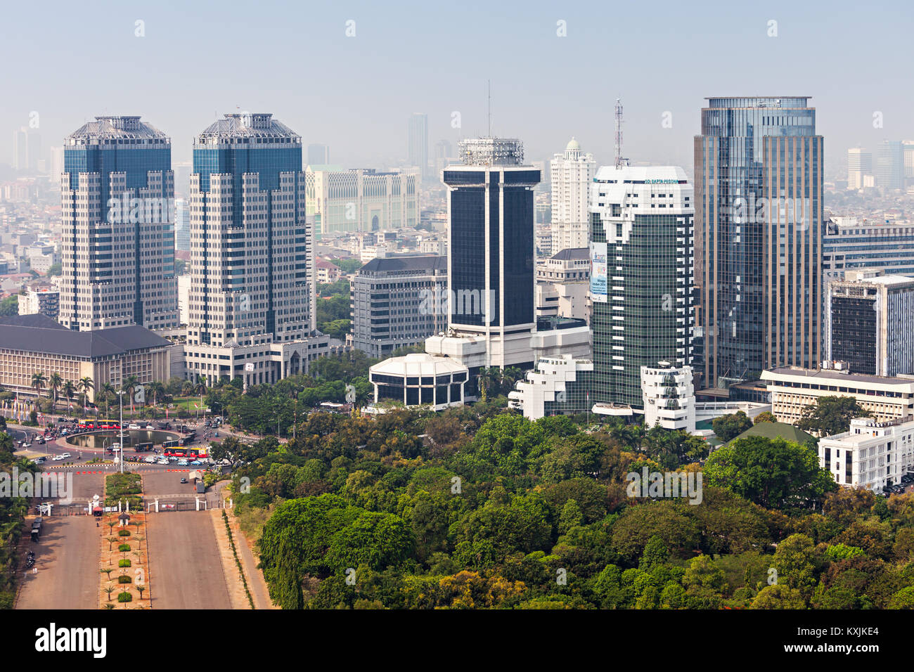 JAKARTA, INDONESIA - OCTOBER 21, 2014: Jakarta aerial view from Monas ...