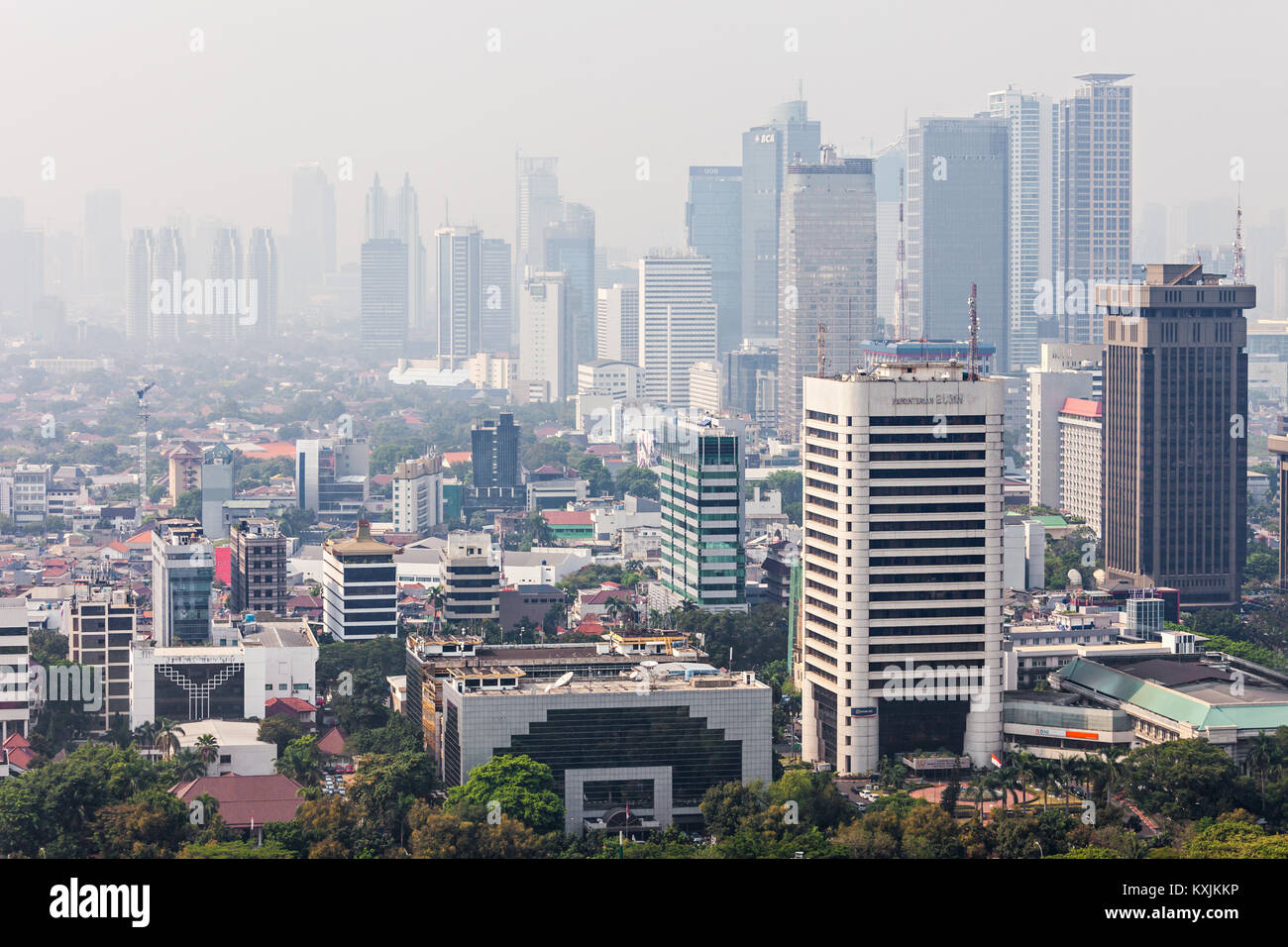 JAKARTA, INDONESIA - OCTOBER 21, 2014: Jakarta aerial view from Monas ...
