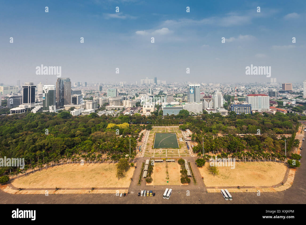 JAKARTA, INDONESIA - OCTOBER 21, 2014: Jakarta aerial view from Monas ...