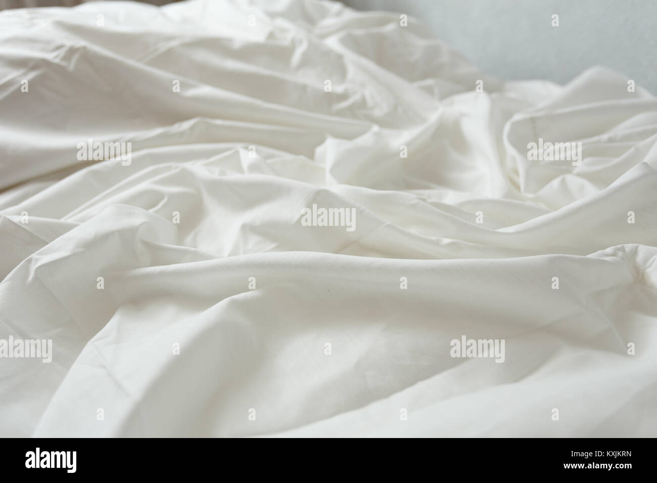 Bedding sheet after night sleep, top view Stock Photo - Alamy