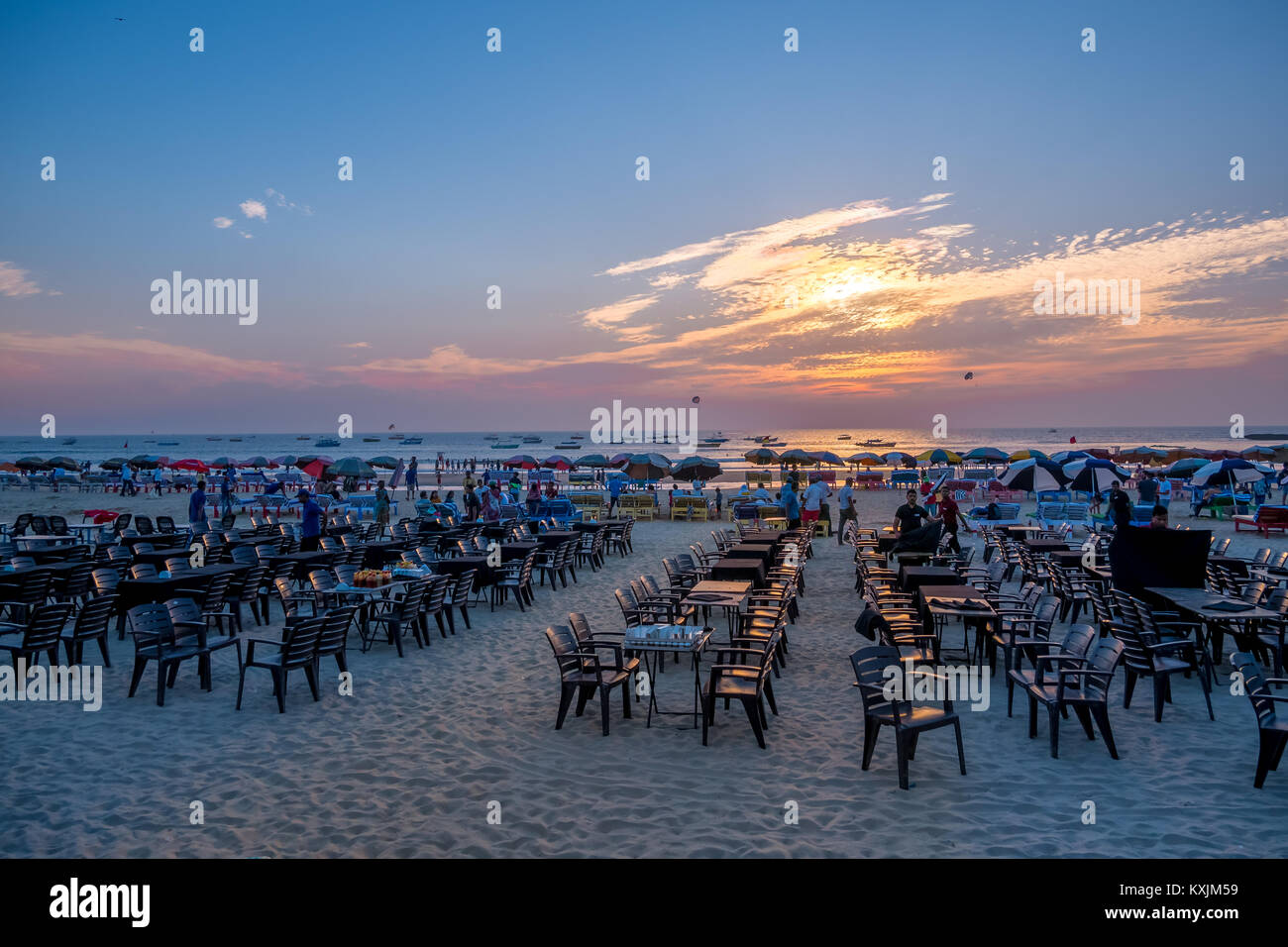 Goa, India - December, 21 2017 : Beautiful beach restaurant at the cozy ...
