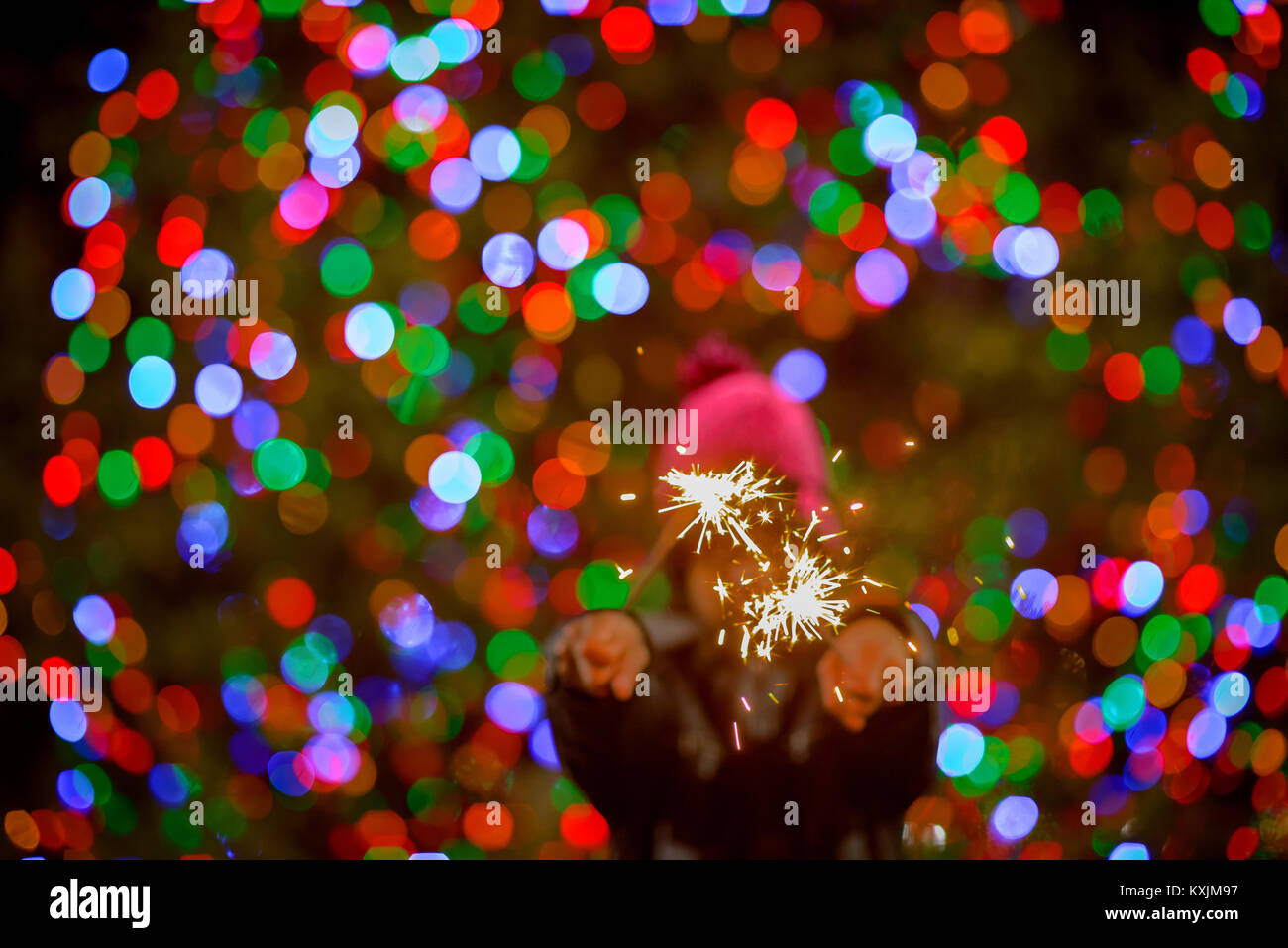 Boy holding fireworks sparklers hi-res stock photography and images - Alamy