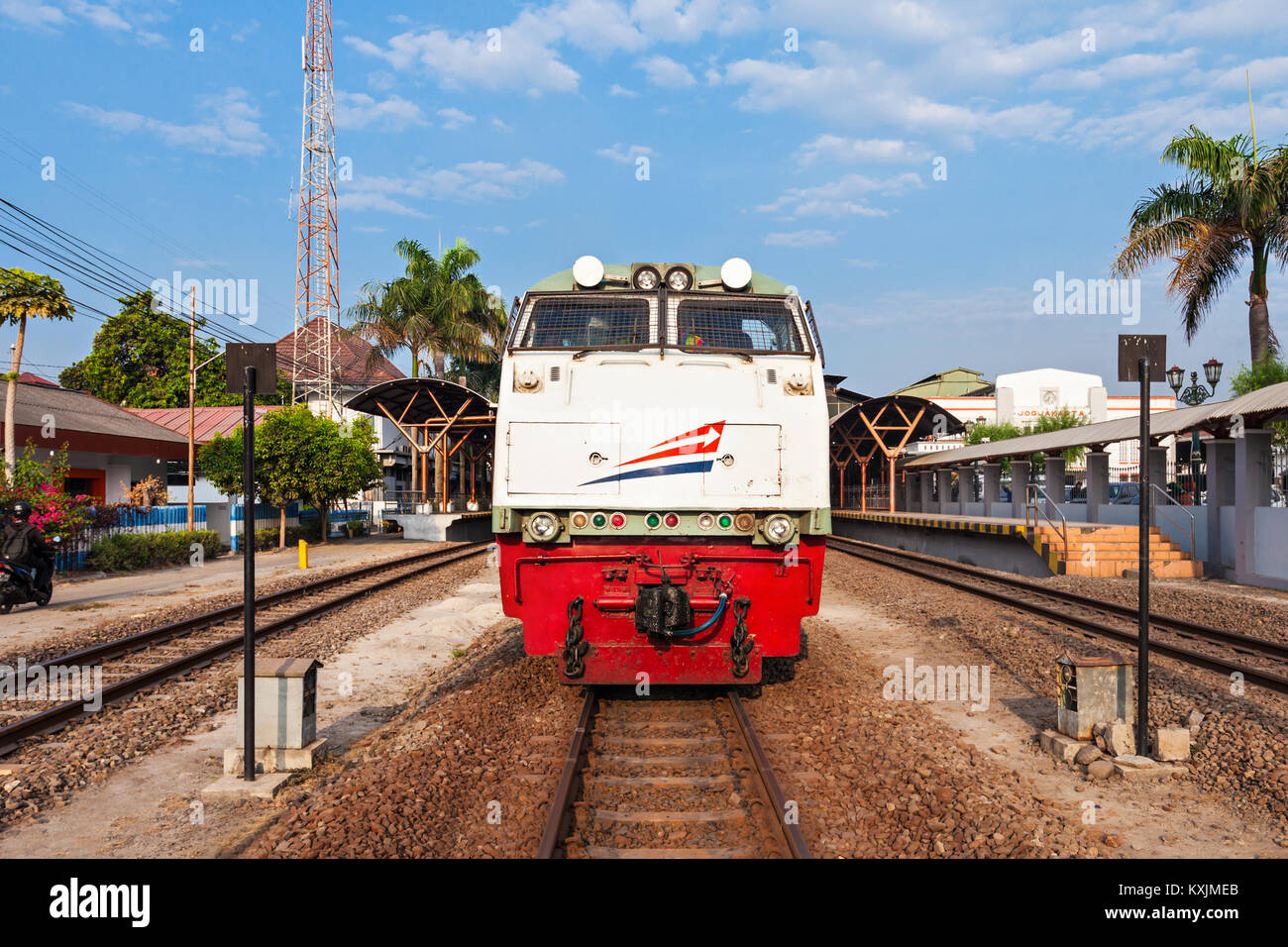 YOGYAKARTA, INDONESIA - OCTOBER 24, 2014: Indonesian train near ...
