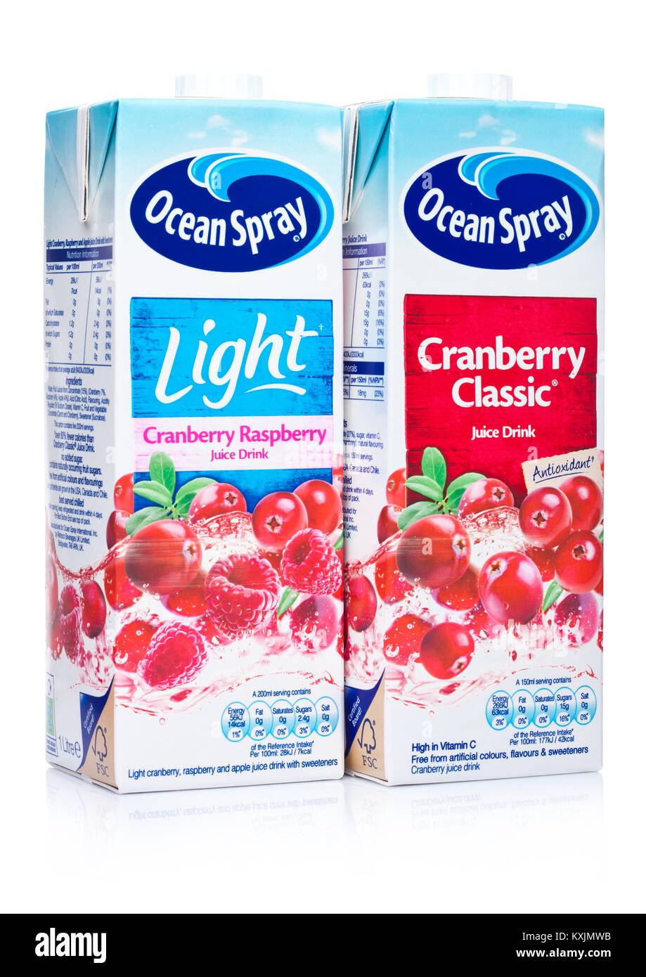 LONDON, UK - JANUARY 02, 2018: Pack Of Ocean Spray brand Cranberry ...
