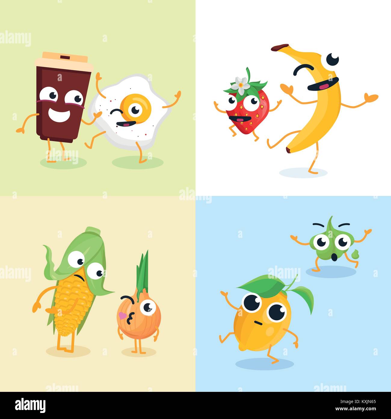 Emoticon with cartoon egg characters vector set hi-res stock ...