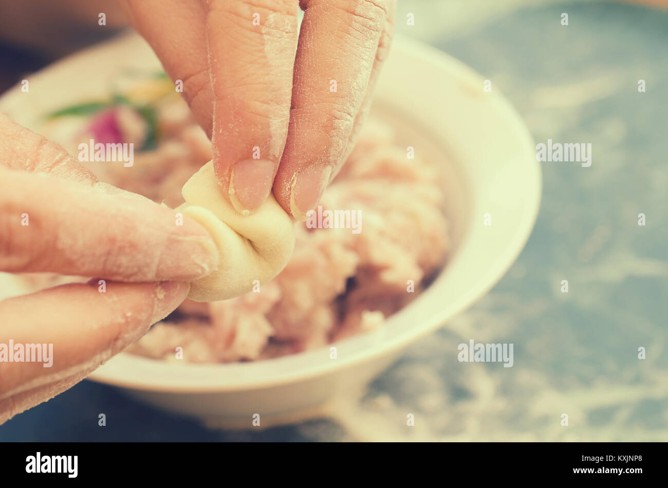 The process of making delicious home-made dumplings with meat Stock ...