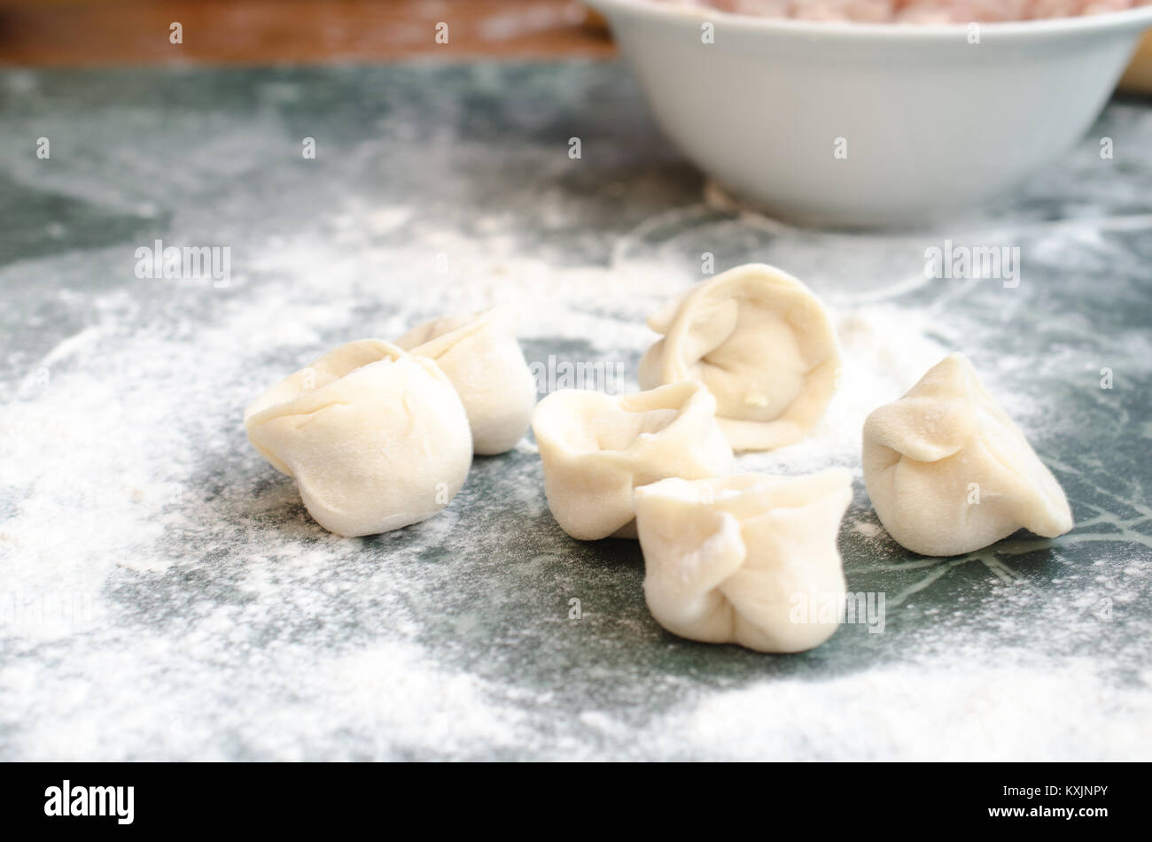 The process of making delicious home-made dumplings with meat Stock ...