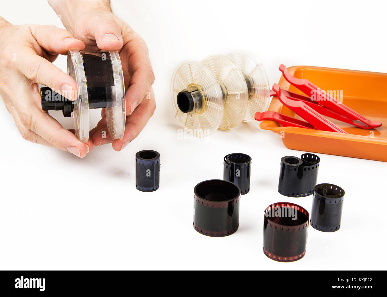 Old film tank developer with photo tools Stock Photo - Alamy