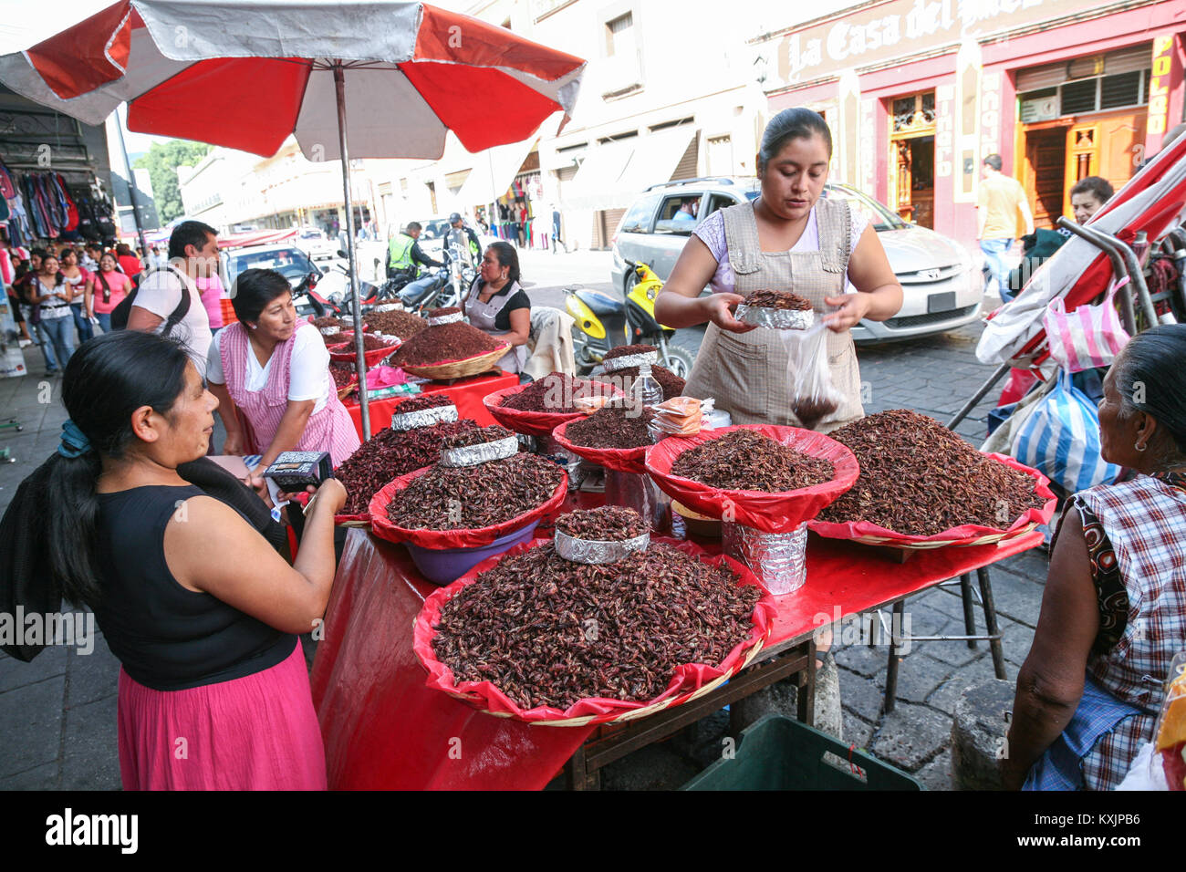 OAXACA, MEXICO - MARCH 8th, 2012: Women selling dried spiced ...