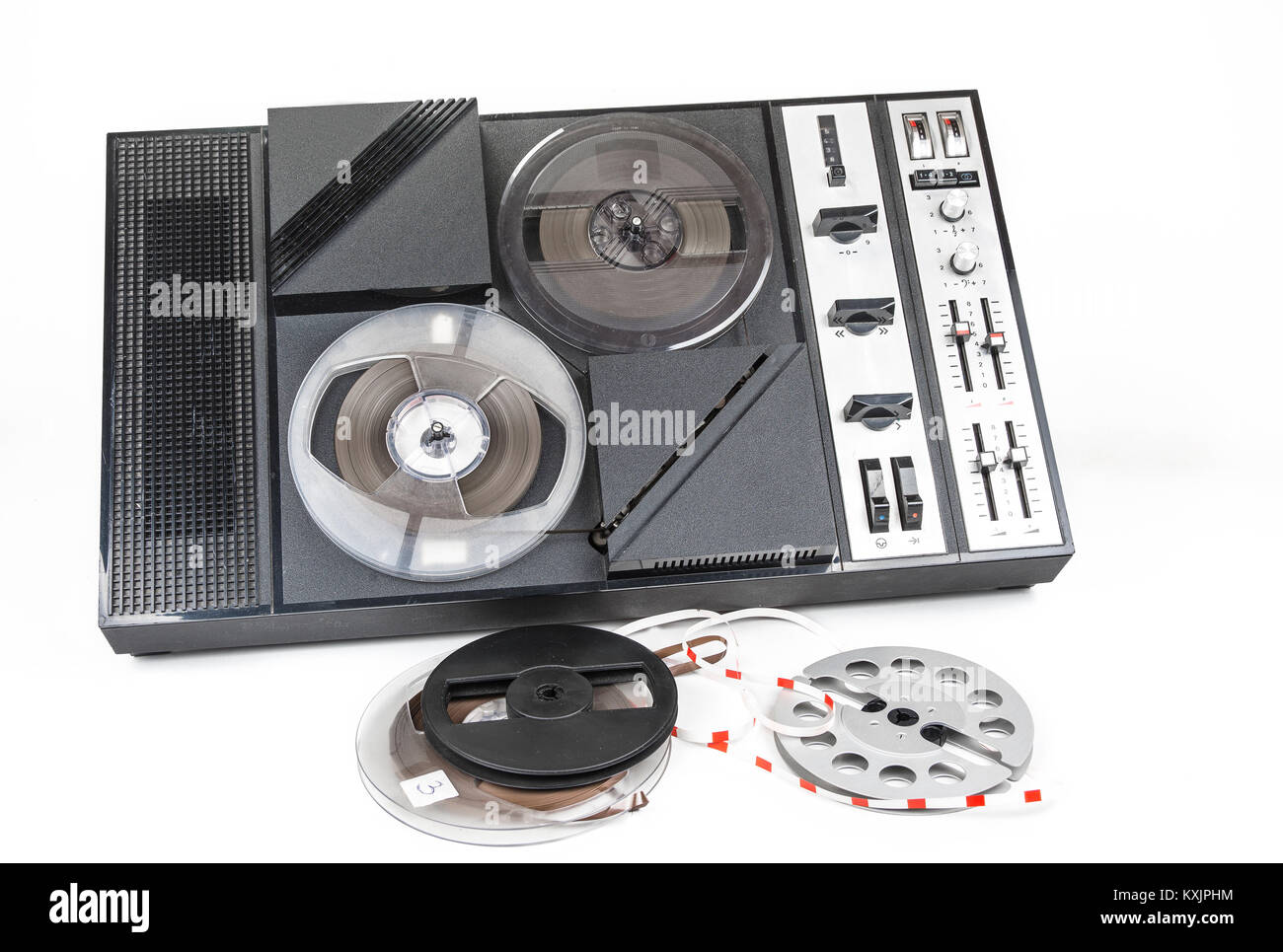 Old audio magnetic tape recorder reel to reel from seventies Stock ...