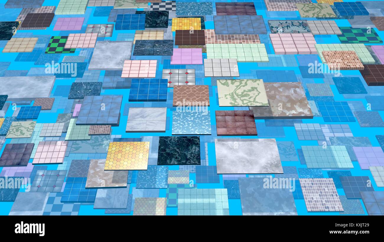 Assortment of ceramic, porcelain floor , wall tiles with atmospheric ...