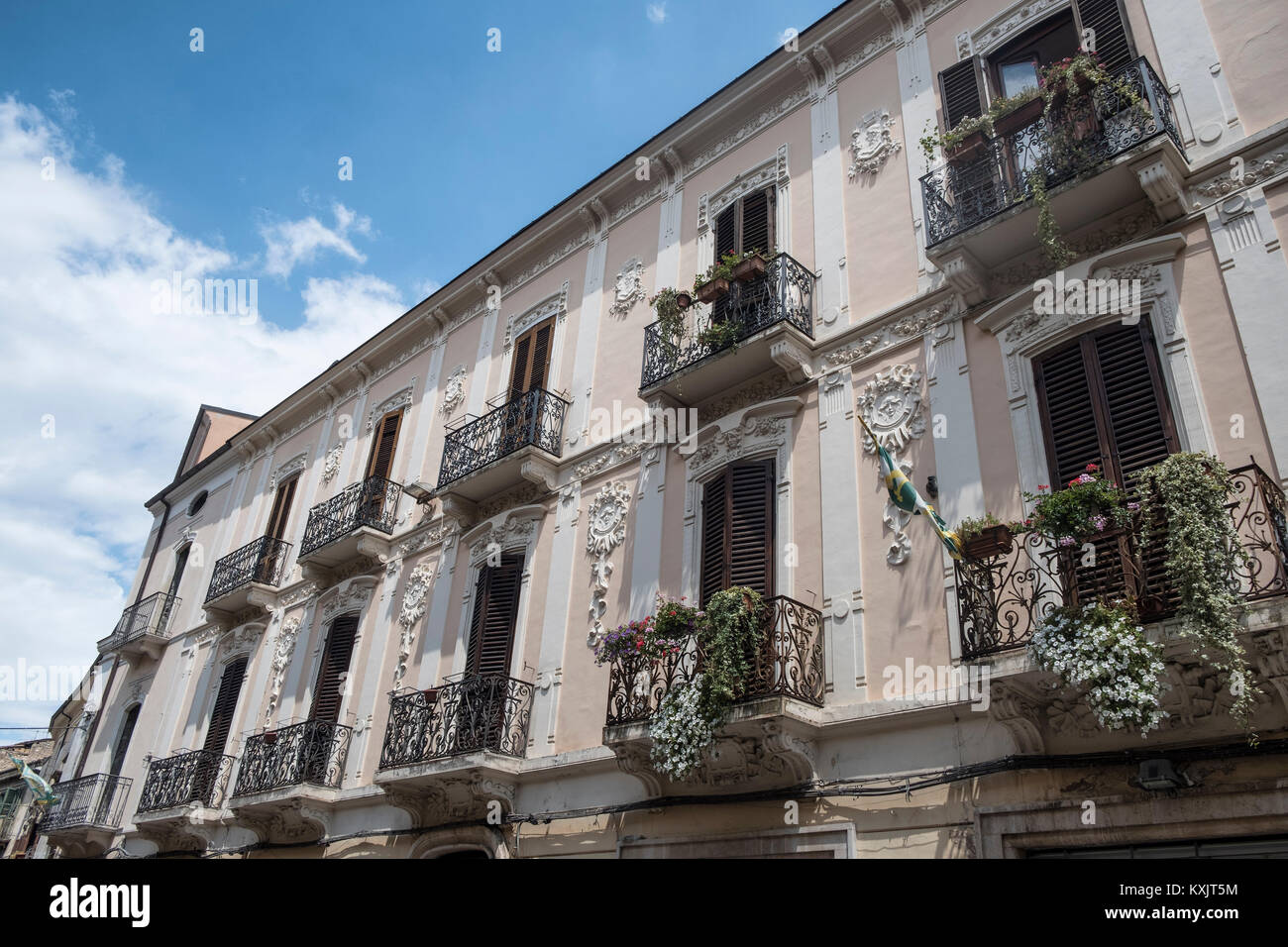 Sulmona (L'Aquila, Abruzzi, Italy): facade of historic palace along ...
