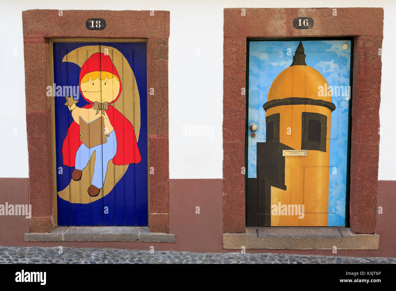 Painted doors in Old Town, Funchal, Madeira Island, Portugal, Europe ...